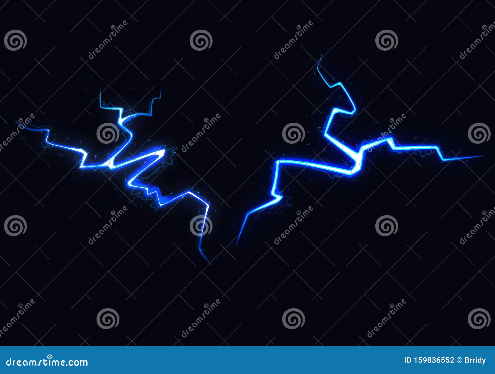 Vector Illustration of Two Lightnings on Black Background. Blitz ...