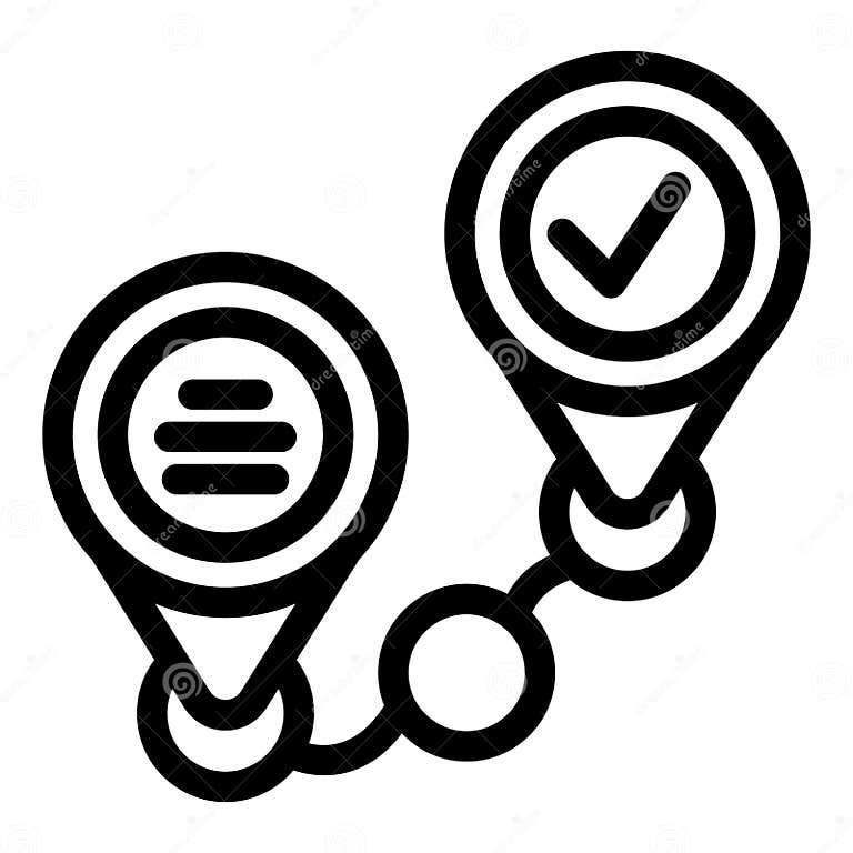 Vector Illustration of Two Linked Location Pins with Check Marks ...