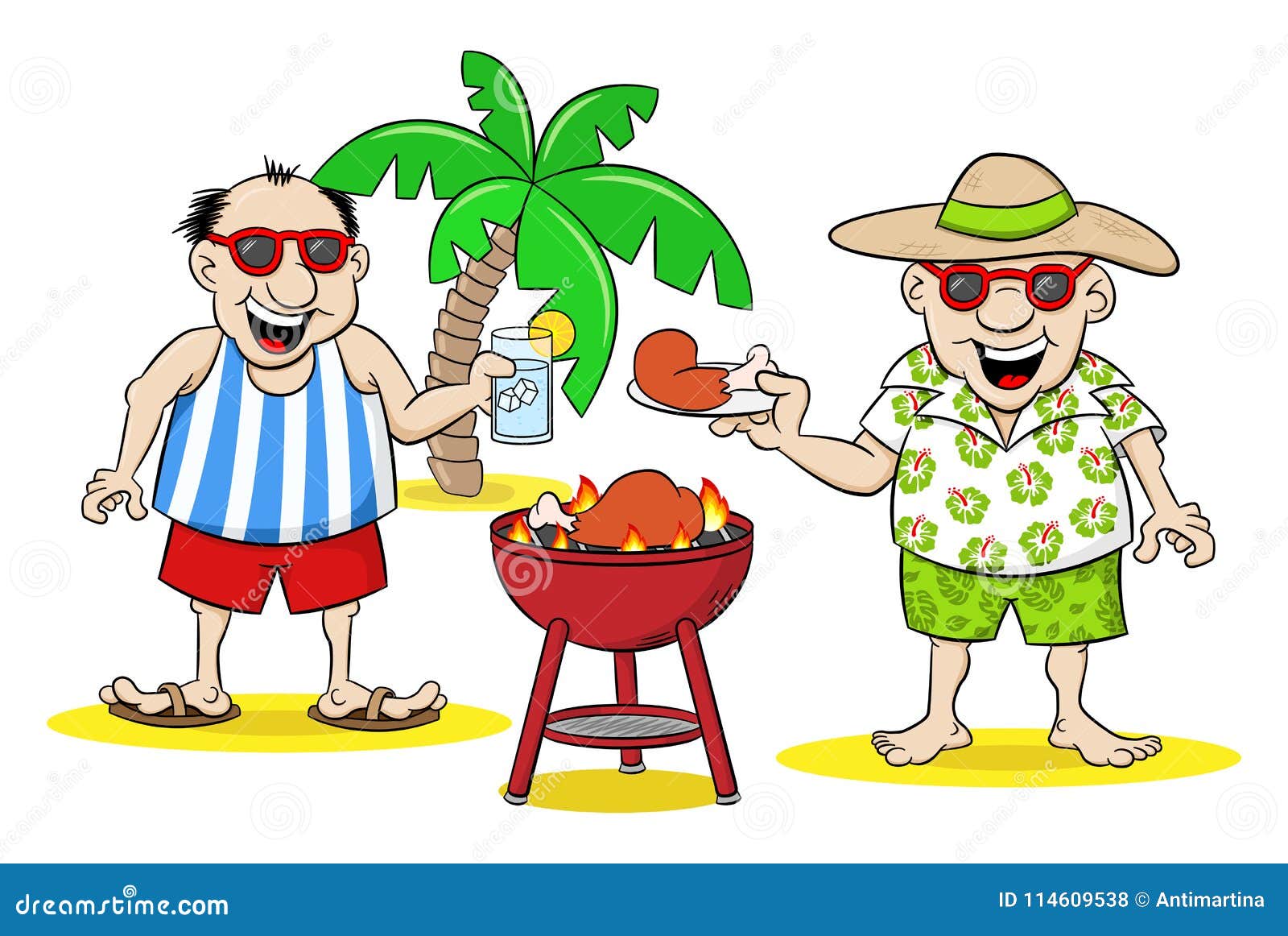 Two Men Having Barbecue in the Summer Stock Vector - Illustration of ...