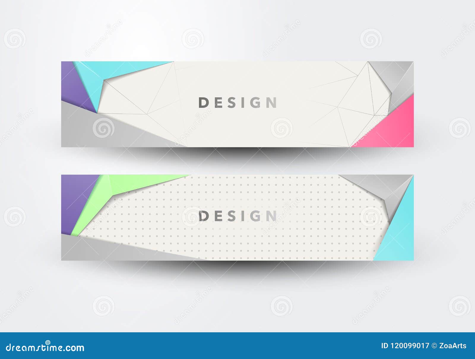 Vector Illustration of Two Modern Abstract Elements Design Banner Set ...