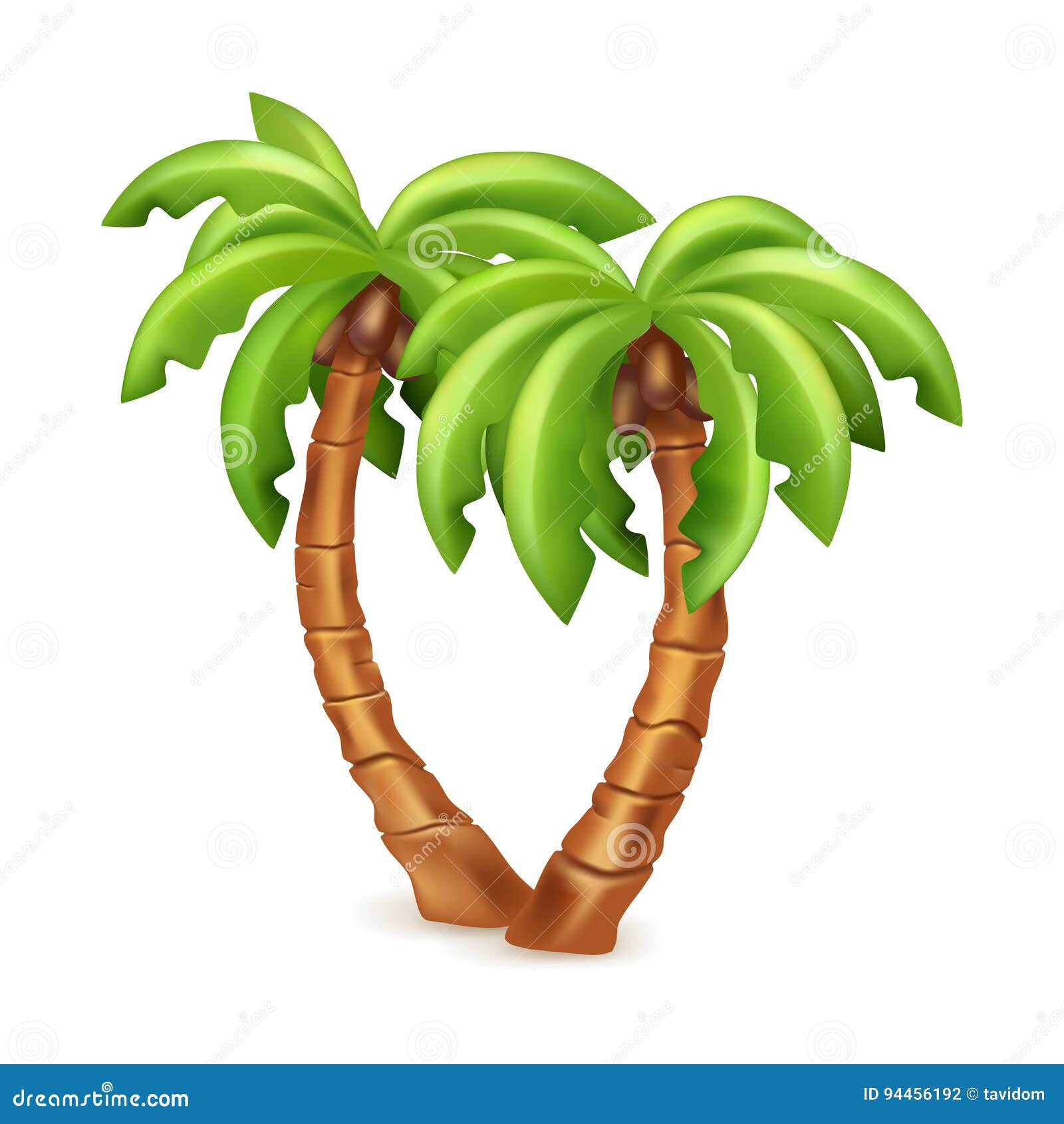 Vector Illustration of Two Palm Trees. Vector Image Isolated on White ...