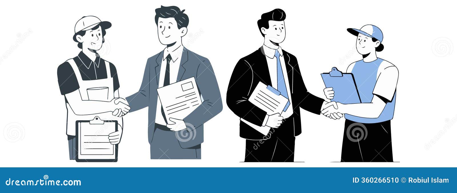 Vector Illustration of Two People Engaged in a Business Transaction or ...