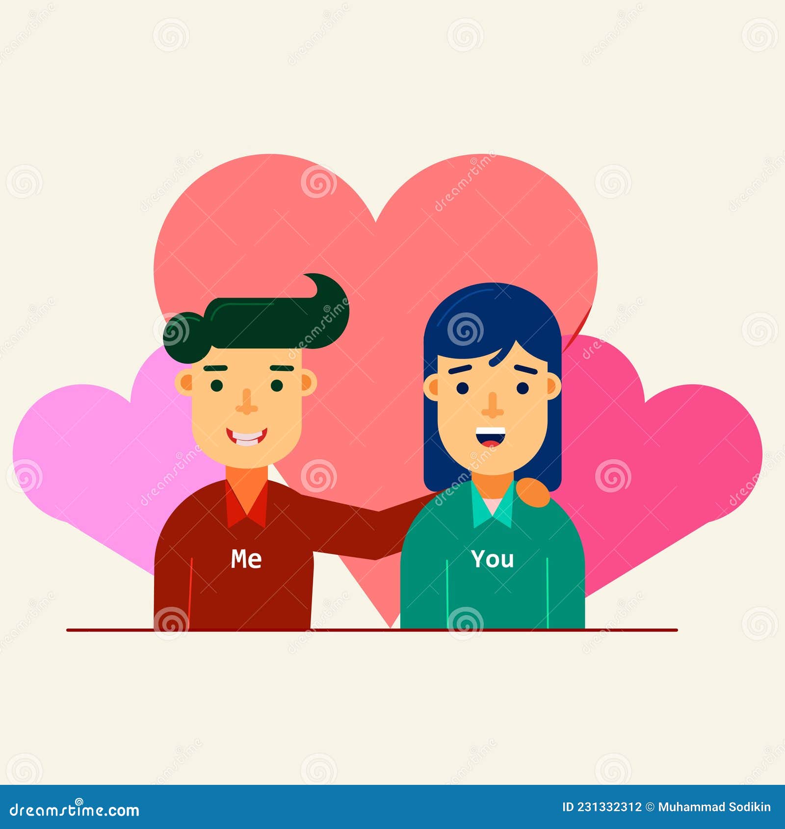 Vector Illustration of Two People Fall in Love Stock Illustration ...