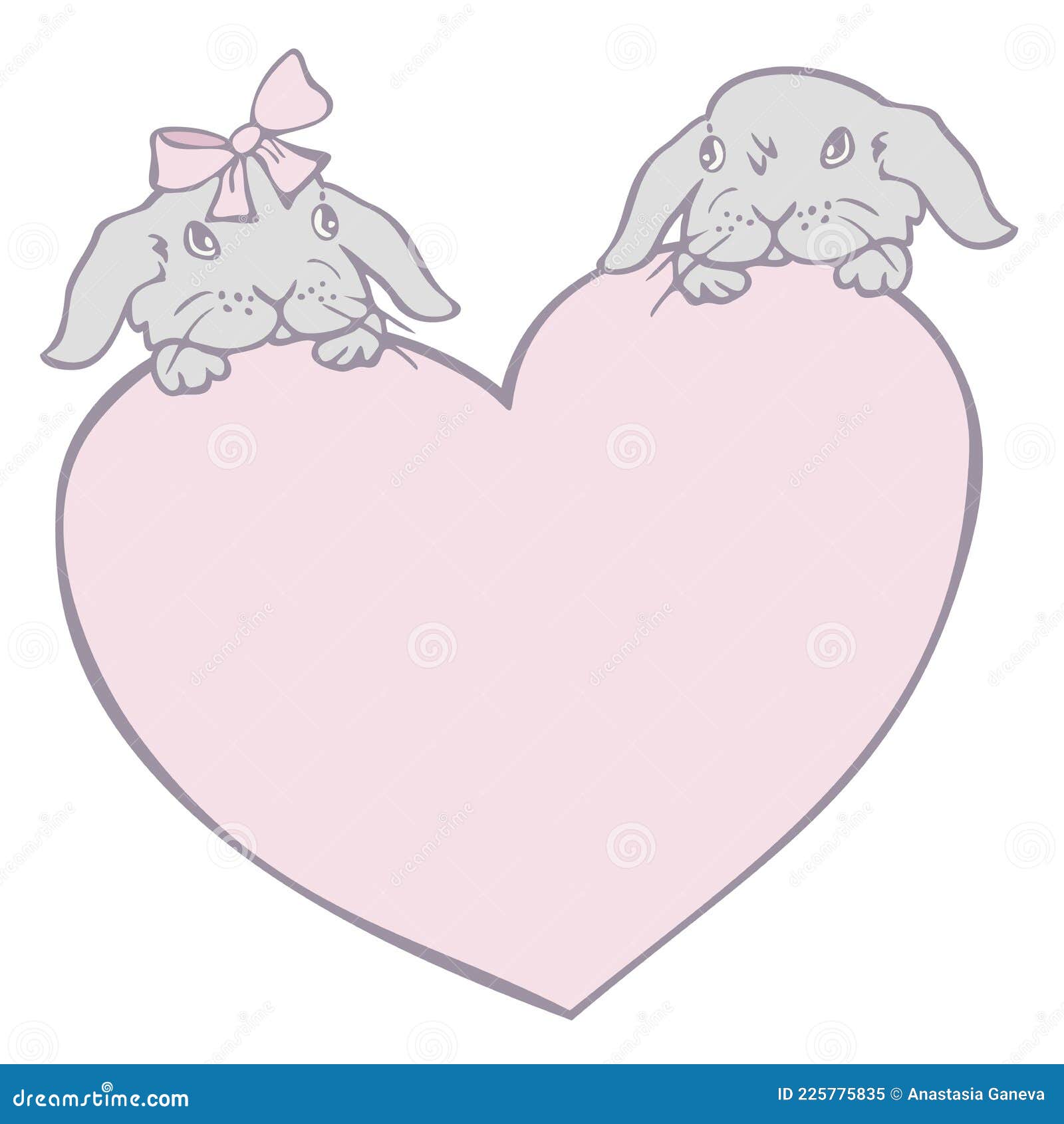 Vector Illustration with Two Rabbits on Heart. Stock Vector ...
