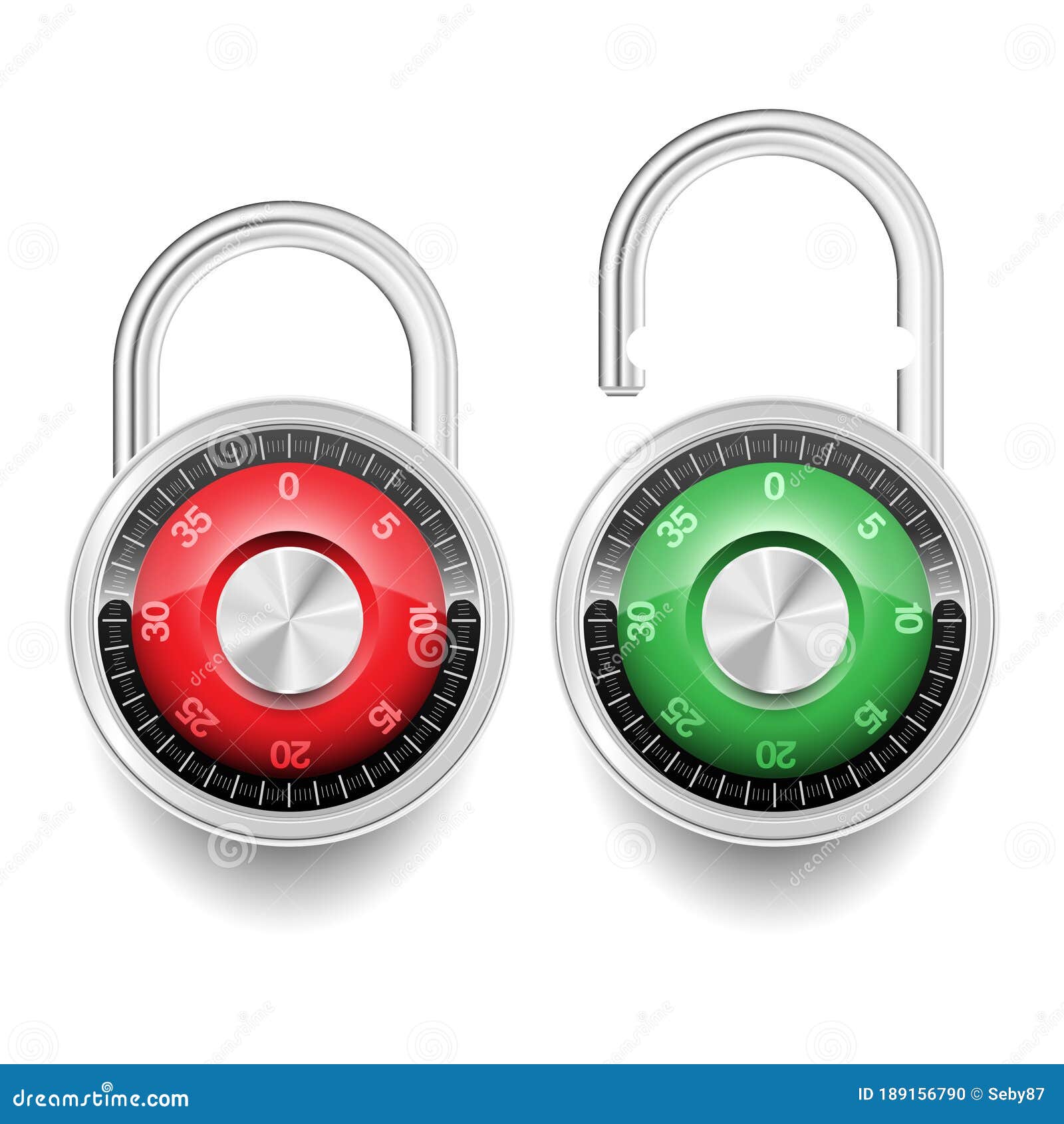 Vector Illustration of Two Realistic Padlocks Stock Vector ...