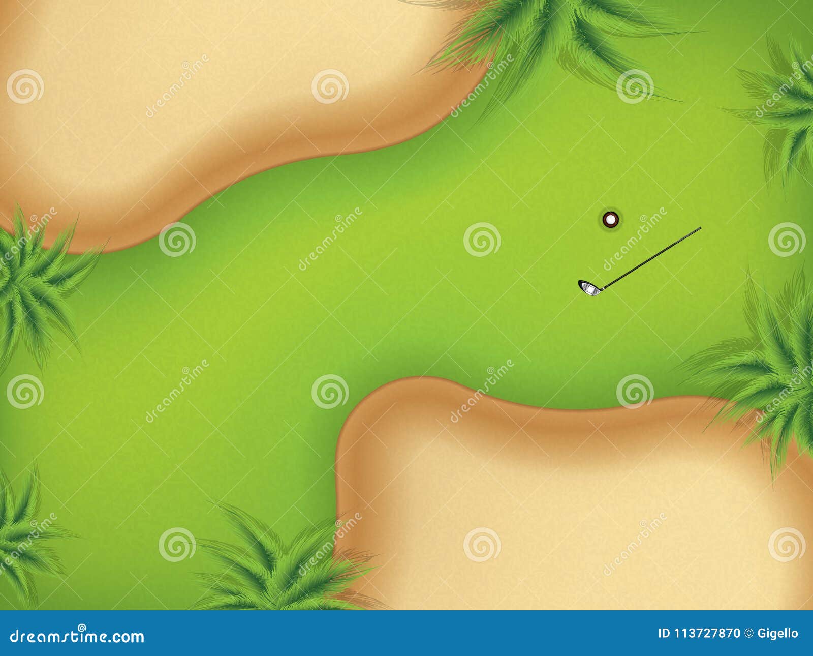 Vector Illustration of Two Sand Bunkers on the Golf Course Stock Vector ...