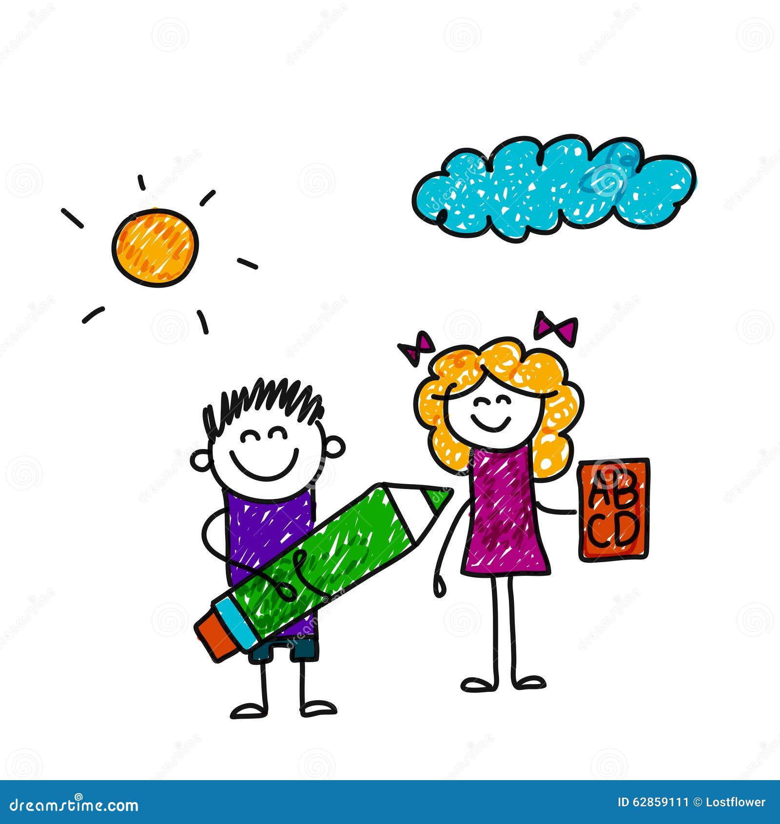 Vector Illustration of Two Students Stock Vector - Illustration of ...