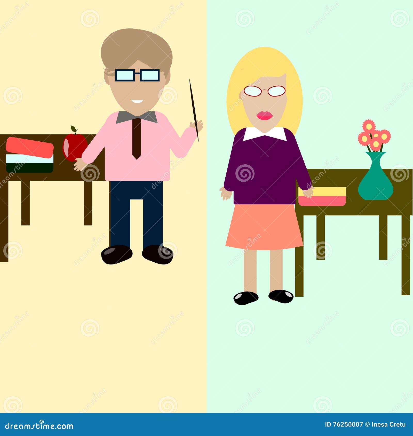 Vector Illustration of Two Teachers Stock Vector - Illustration of ...