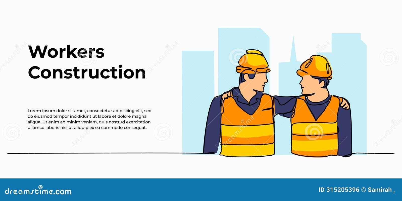 Vector Illustration of Two Young Construction Workers Stock Vector ...