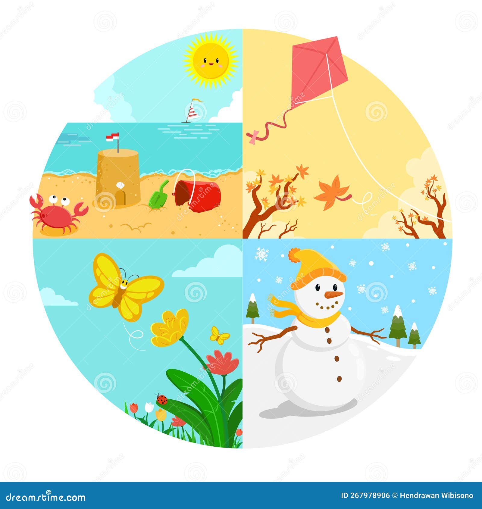 Vector Illustration of 4 Types of Seasons Stock Vector - Illustration ...