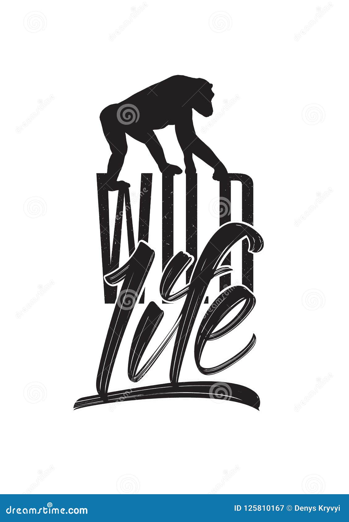 Vector Illustration: Typography Lettering Emblem of Wild Life with ...