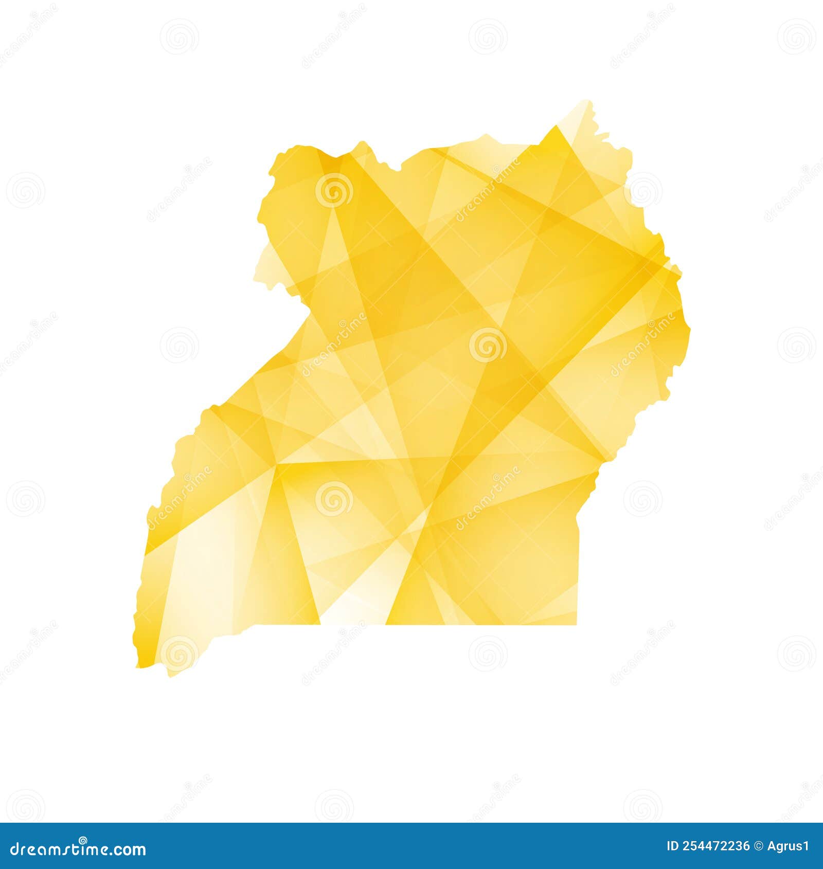 Vector Illustration of Uganda Map with Yellow Colored Geometric Shapes ...