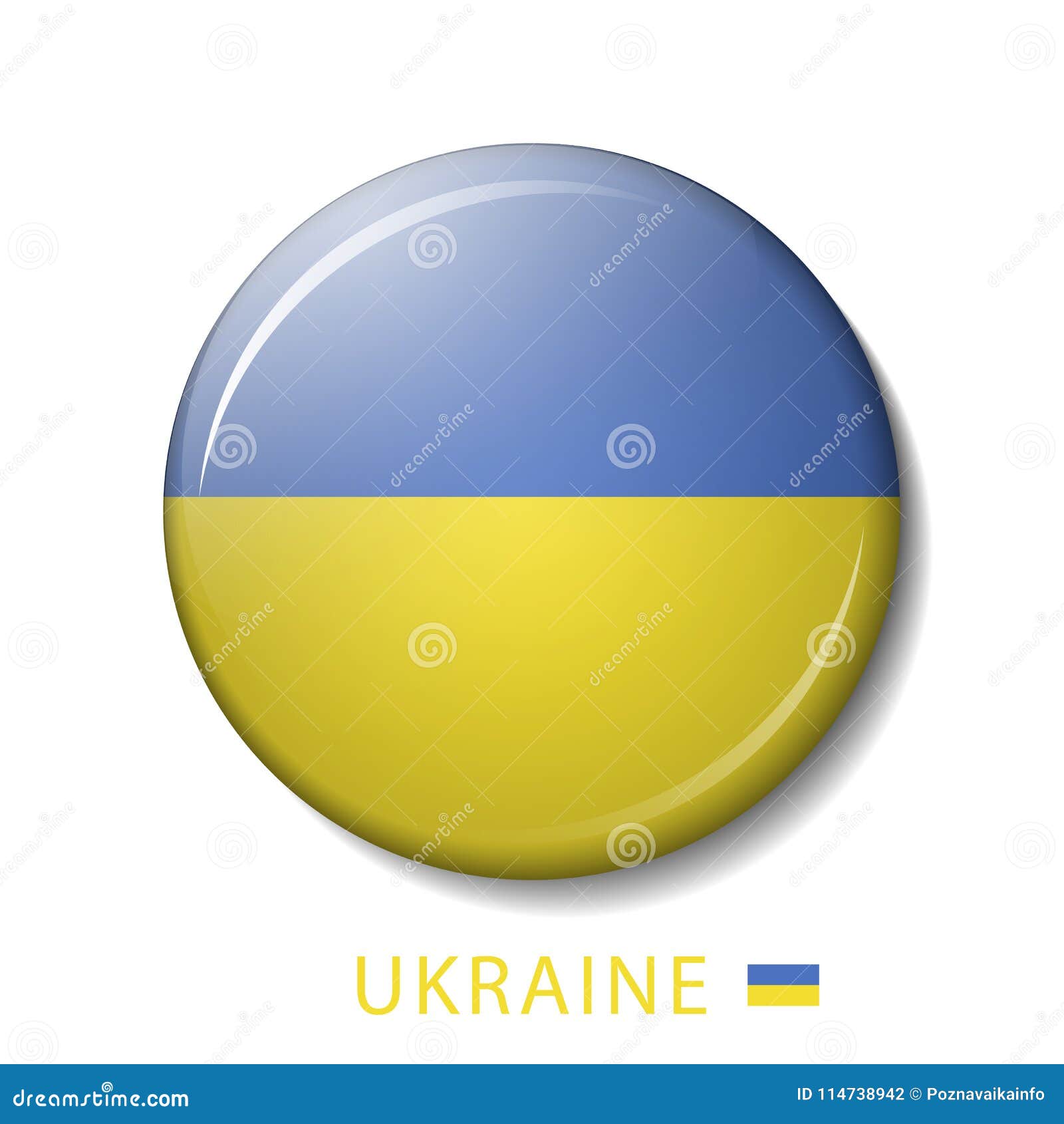 Vector Illustration of Ukraine Flag Buttons, 3d Round Vector Icons ...