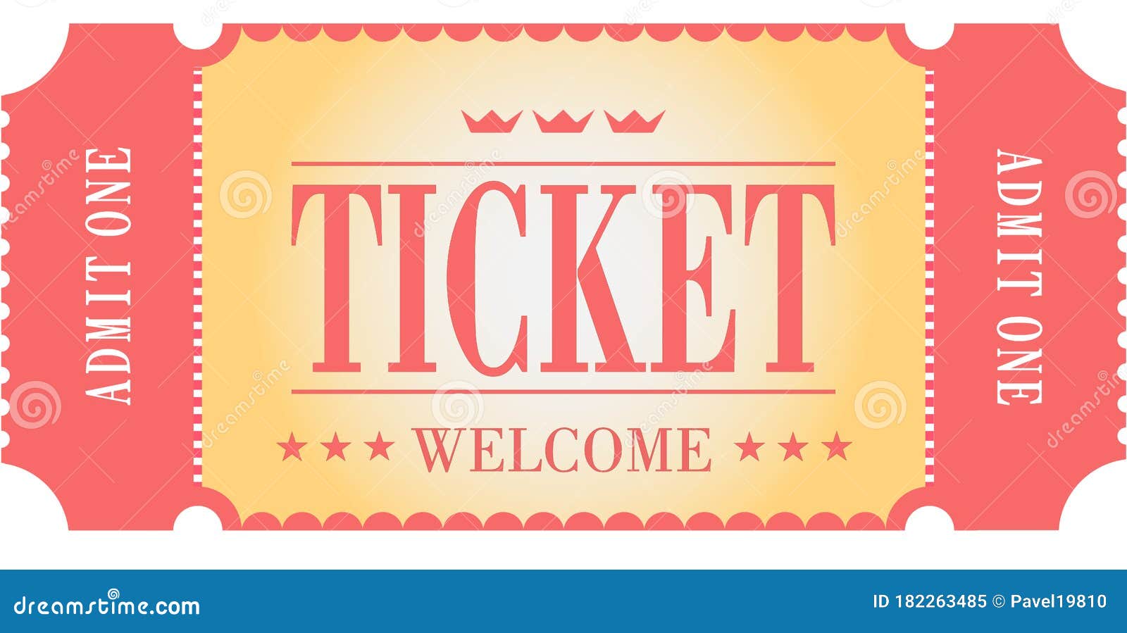 Vector Illustration of a Universal Ticket Template with the Inscription ...