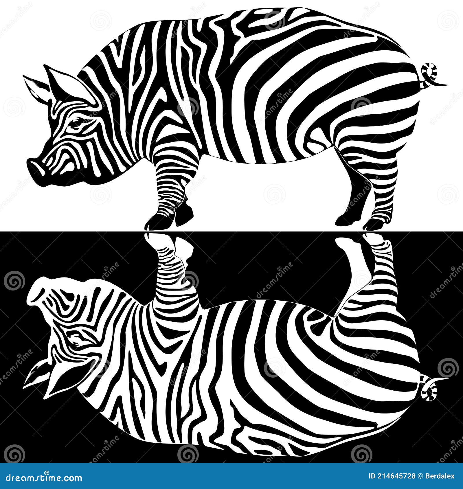 Vector Illustration Unreal Striped Pig. Stock Vector - Illustration of ...