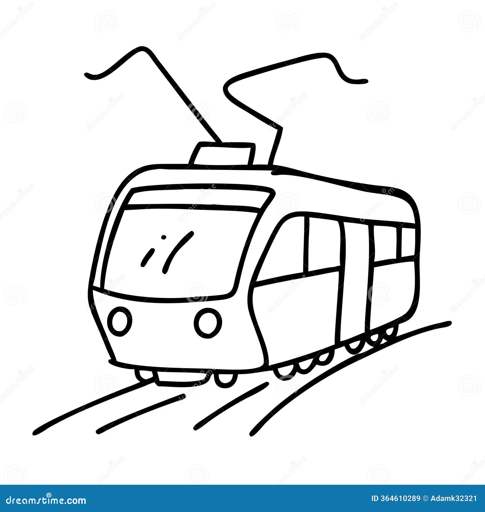 Tram Coloring Page Isolated For Kids Vector Illustration ...