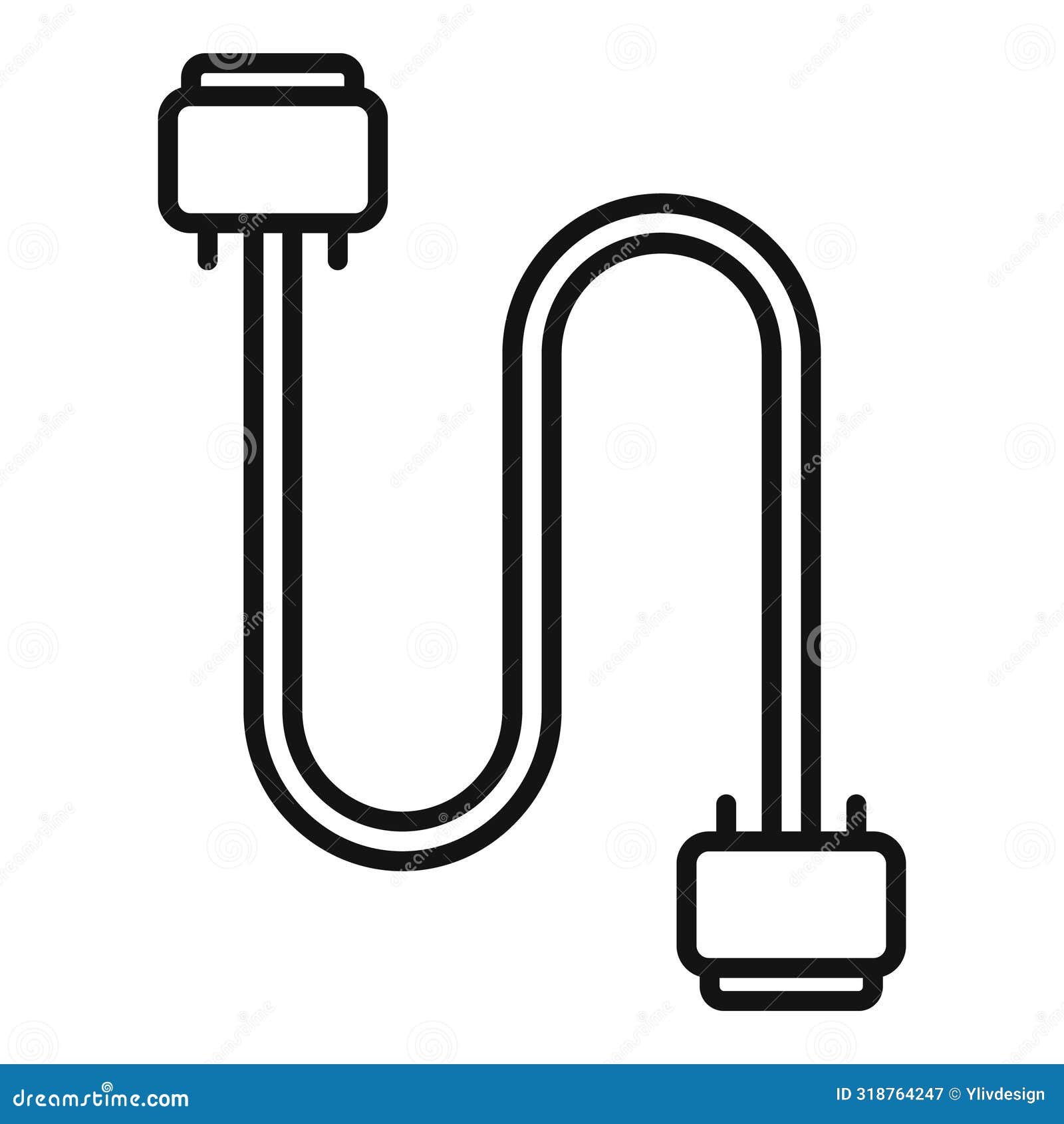 Black and White Line Art of a Usb Cable Stock Vector - Illustration of ...