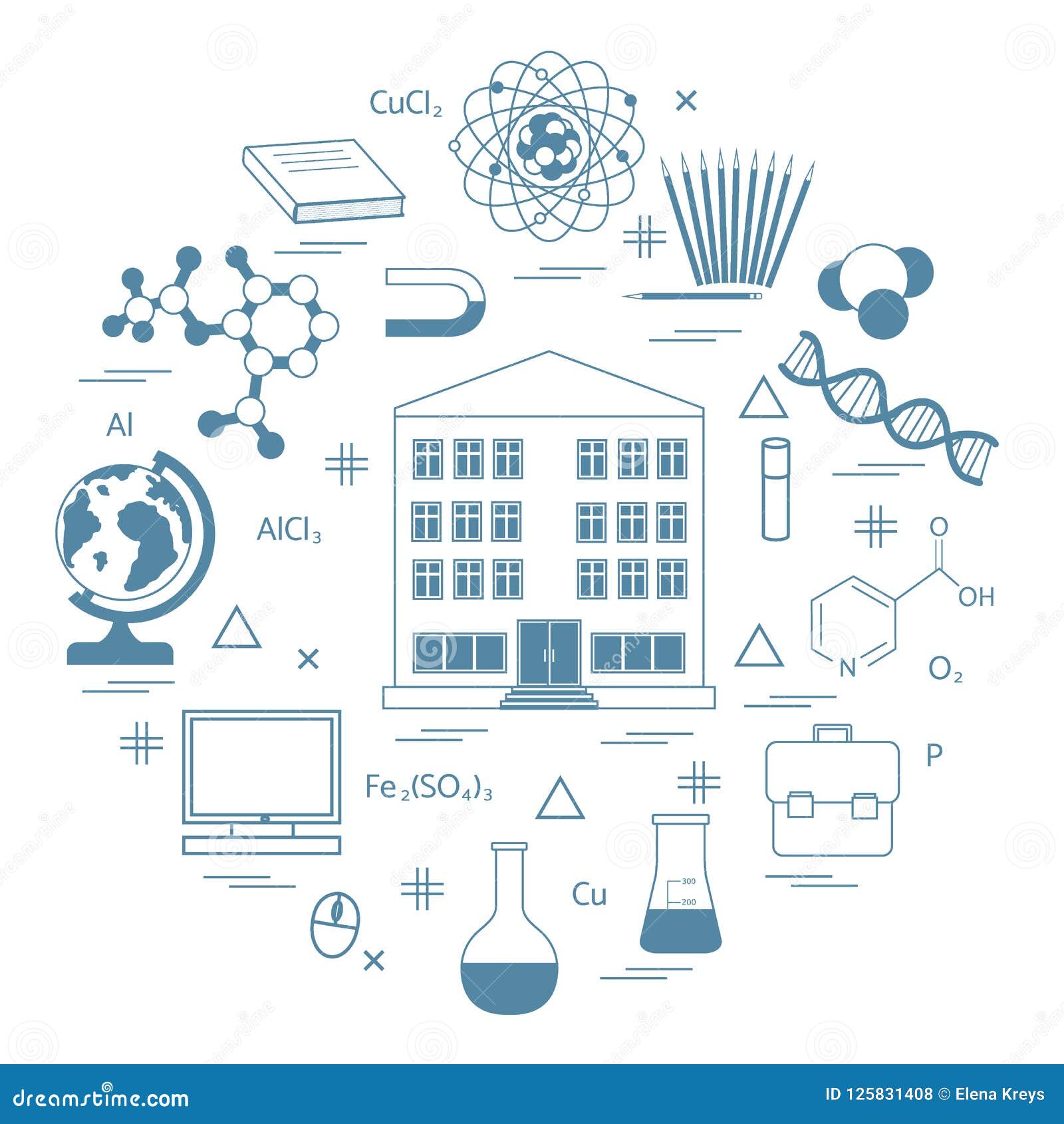 Vector Illustration of Variety Scientific, Education Elements in Stock ...