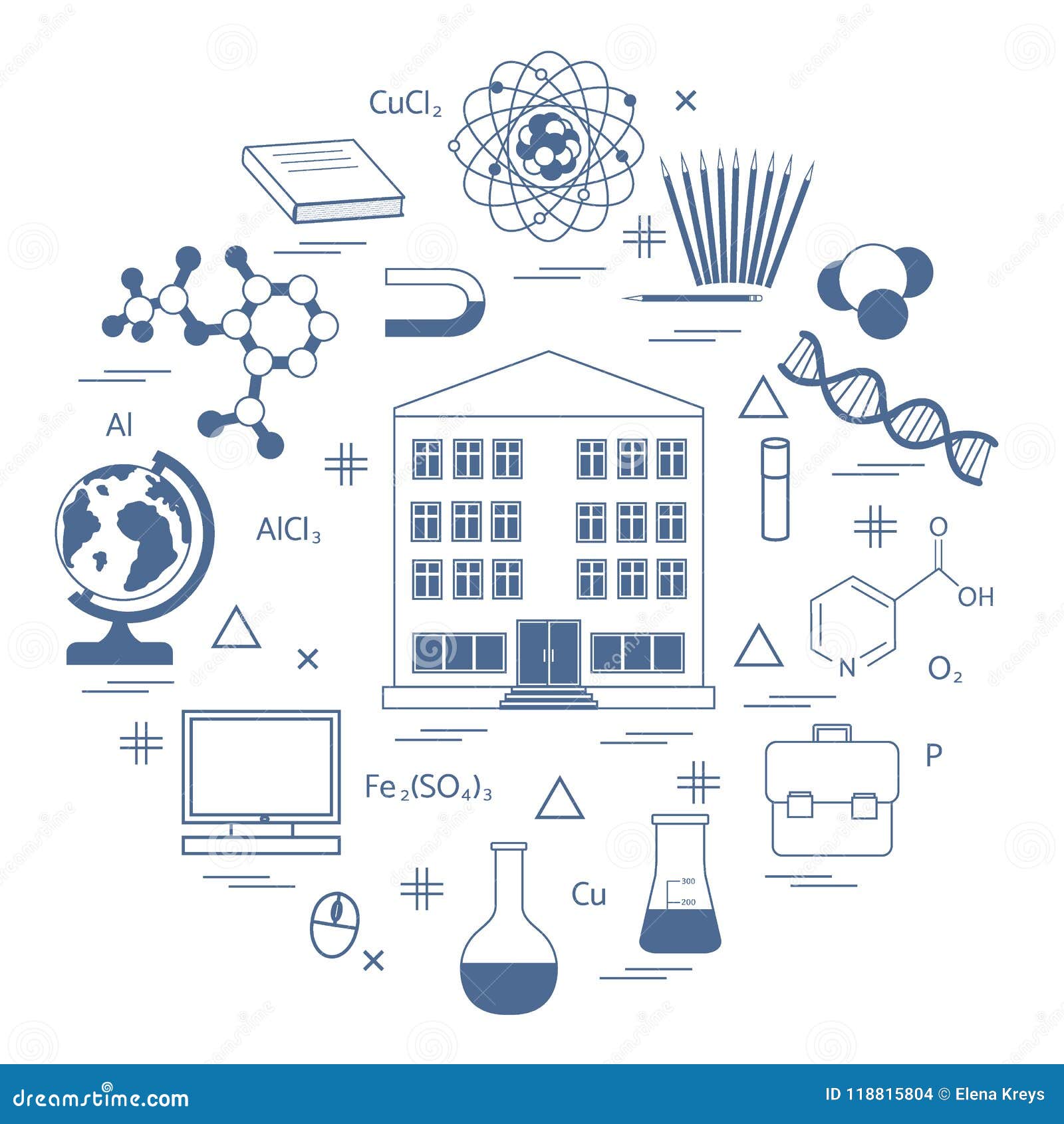 Vector Illustration of Variety Scientific, Education Elements in Stock ...