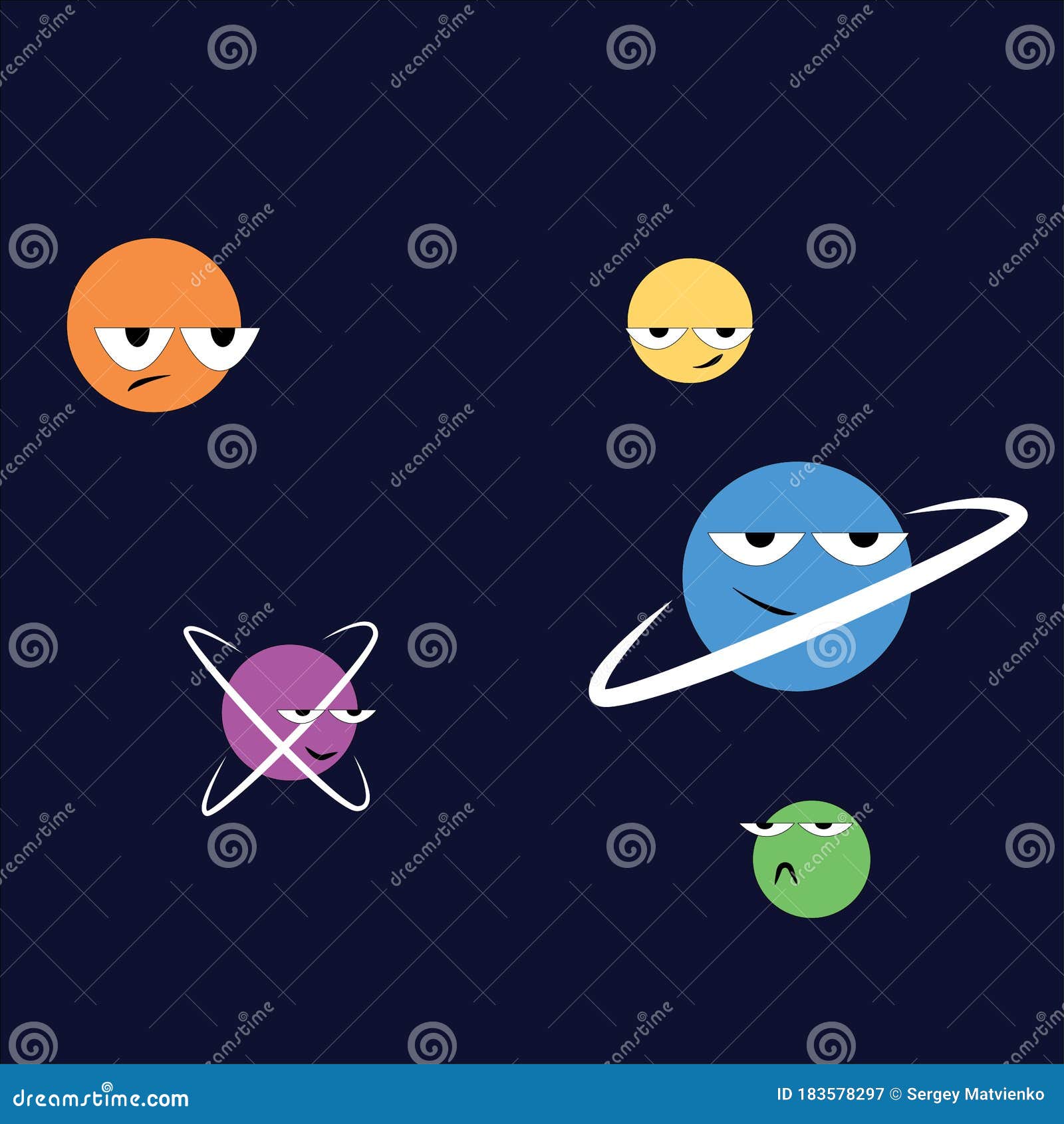 Comic Planets And Stars Vector Set For Space Computer Game User ...