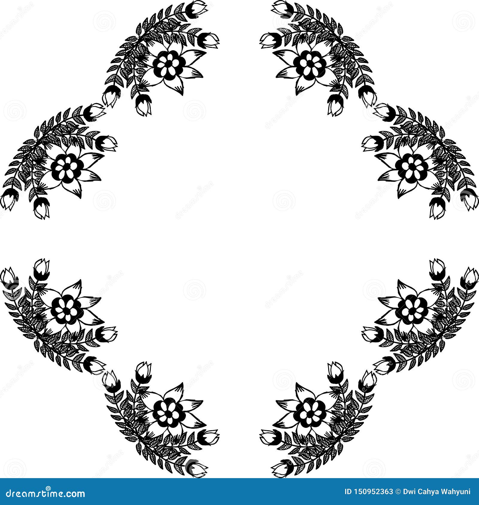 Vector Illustration Various Drawing Flower Frame for Design Abstract ...