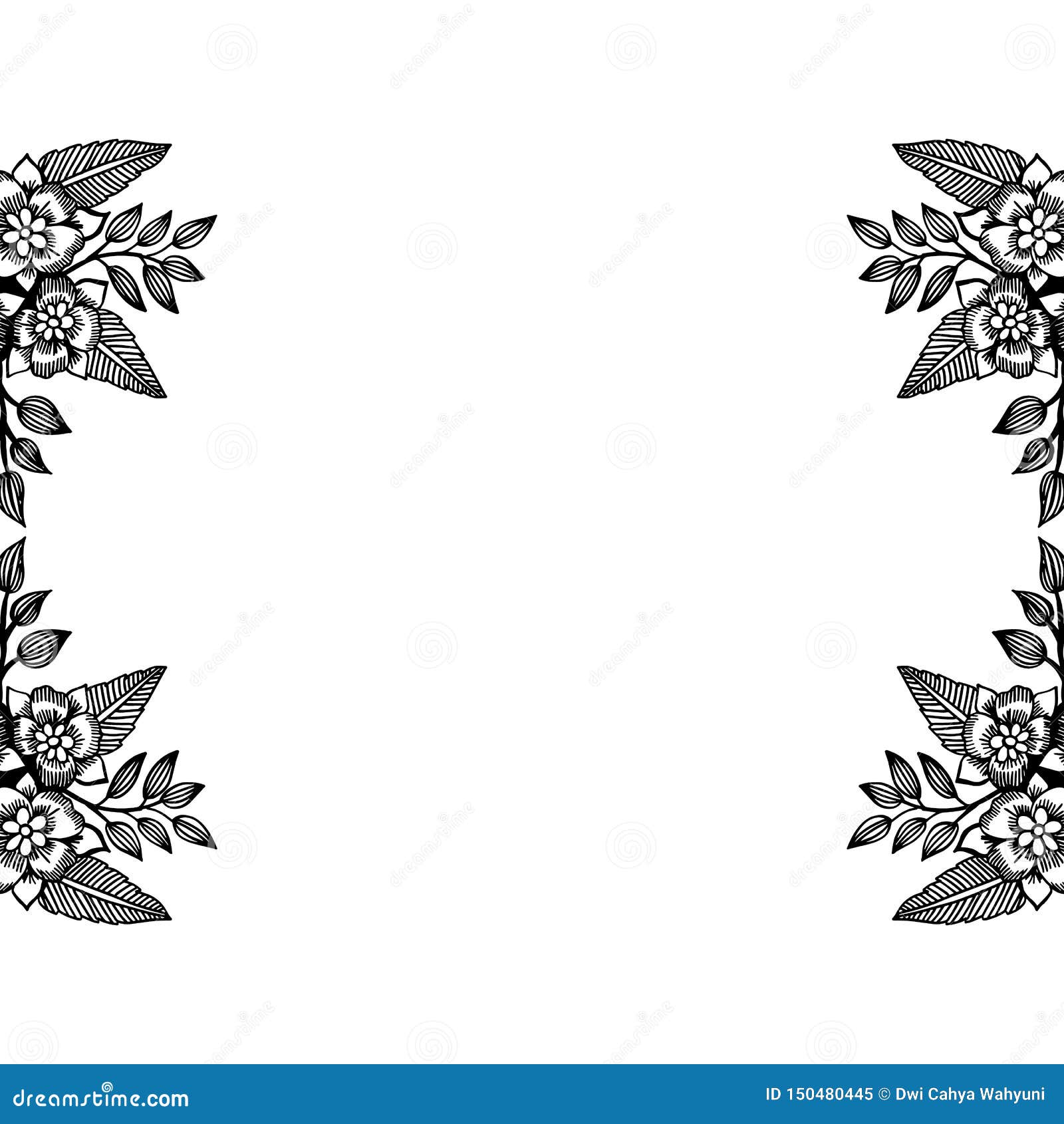Vector Illustration Various Drawing of Flower Frame for Greeting Card ...
