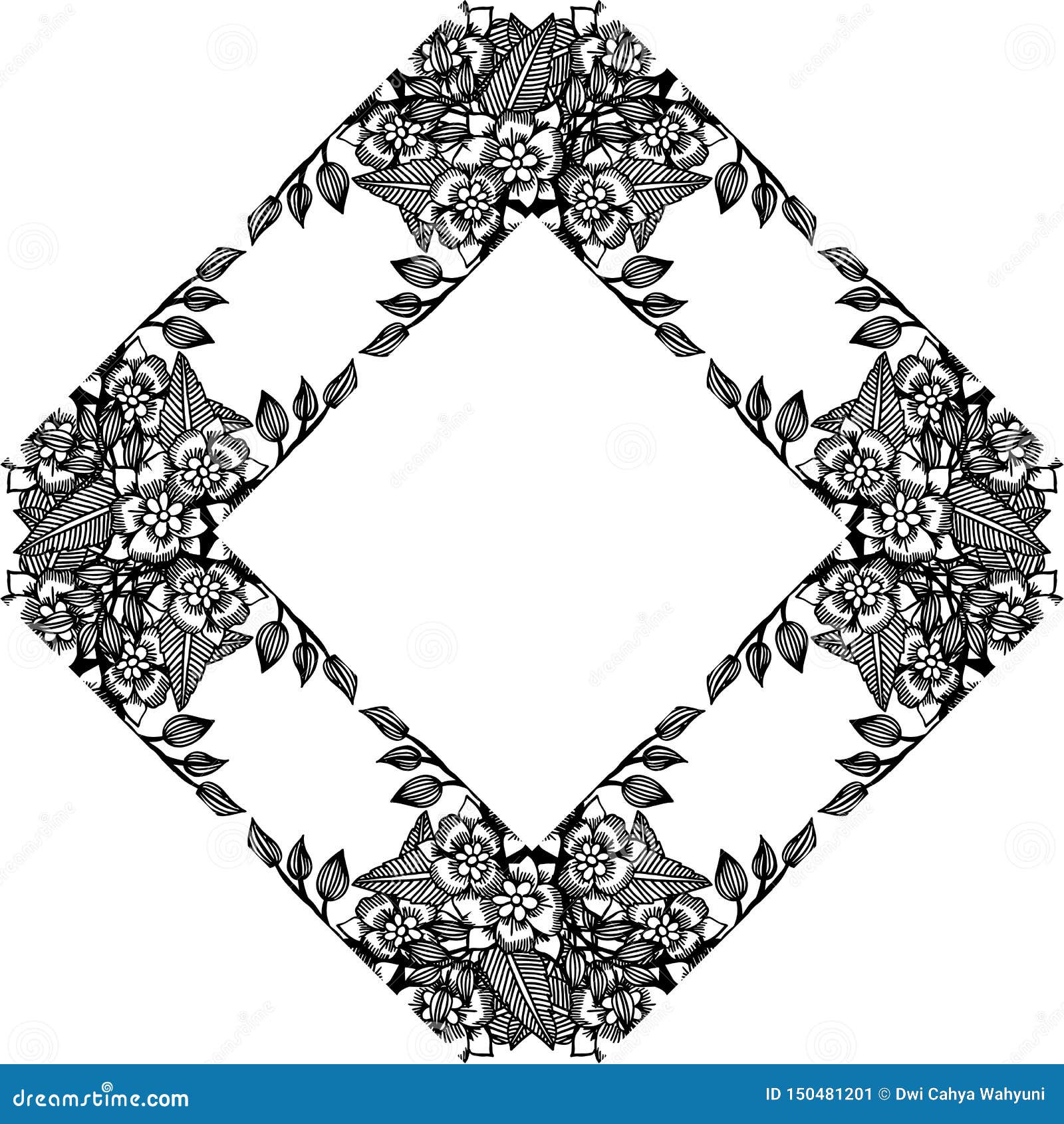 Vector Illustration Various Drawing of Flower Frame for Greeting Card ...