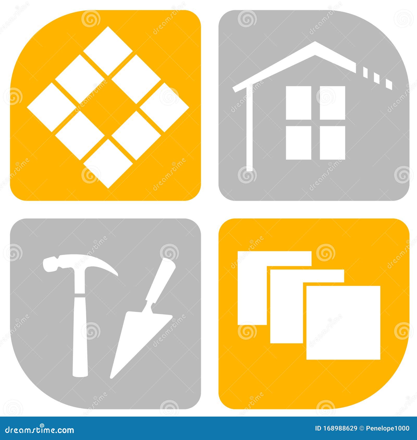 Abstract Tiler Service Vector Illustration with Various Elements of the ...