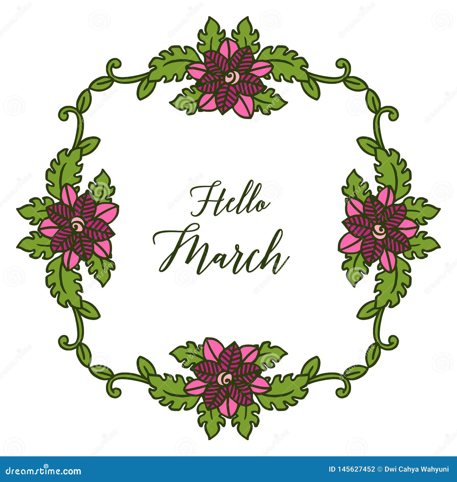 Vector Illustration Various Flower Frame for Banner Hello March Stock ...