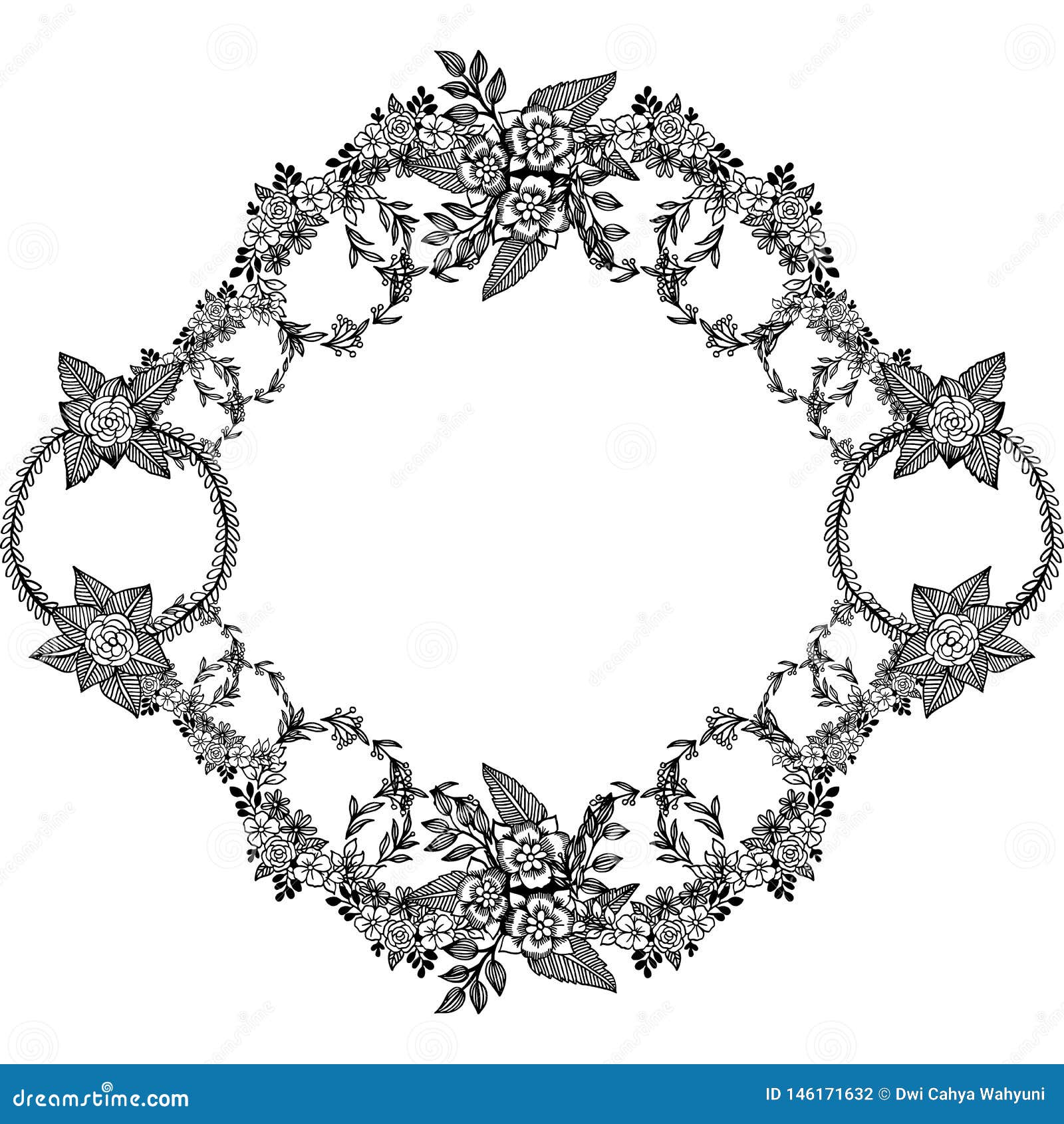 Vector Illustration Various Flower Frame with Branches Stock Vector ...