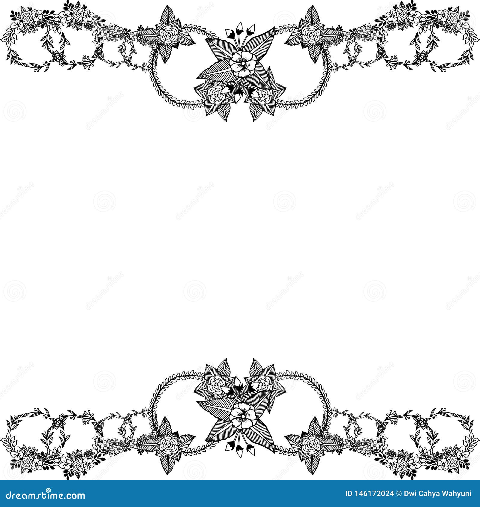 Vector Illustration Various Flower Frame with Branches Stock Vector ...