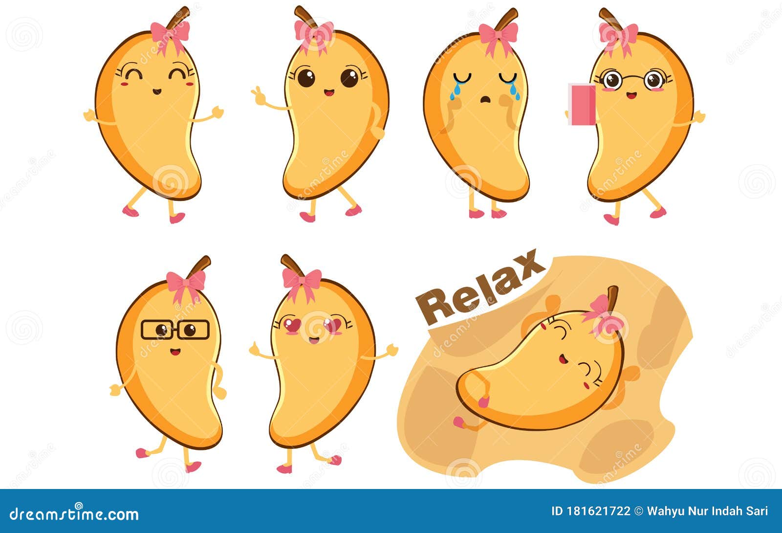 Vector Illustration of Various Funny Mango Expressions for ...