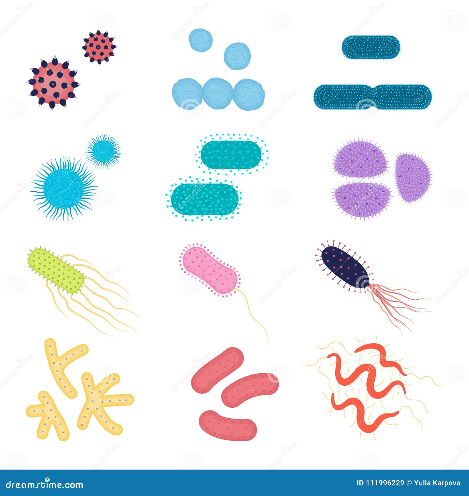 Germs, Viruses, Bacterias and Microbes Vector Set Stock Vector ...
