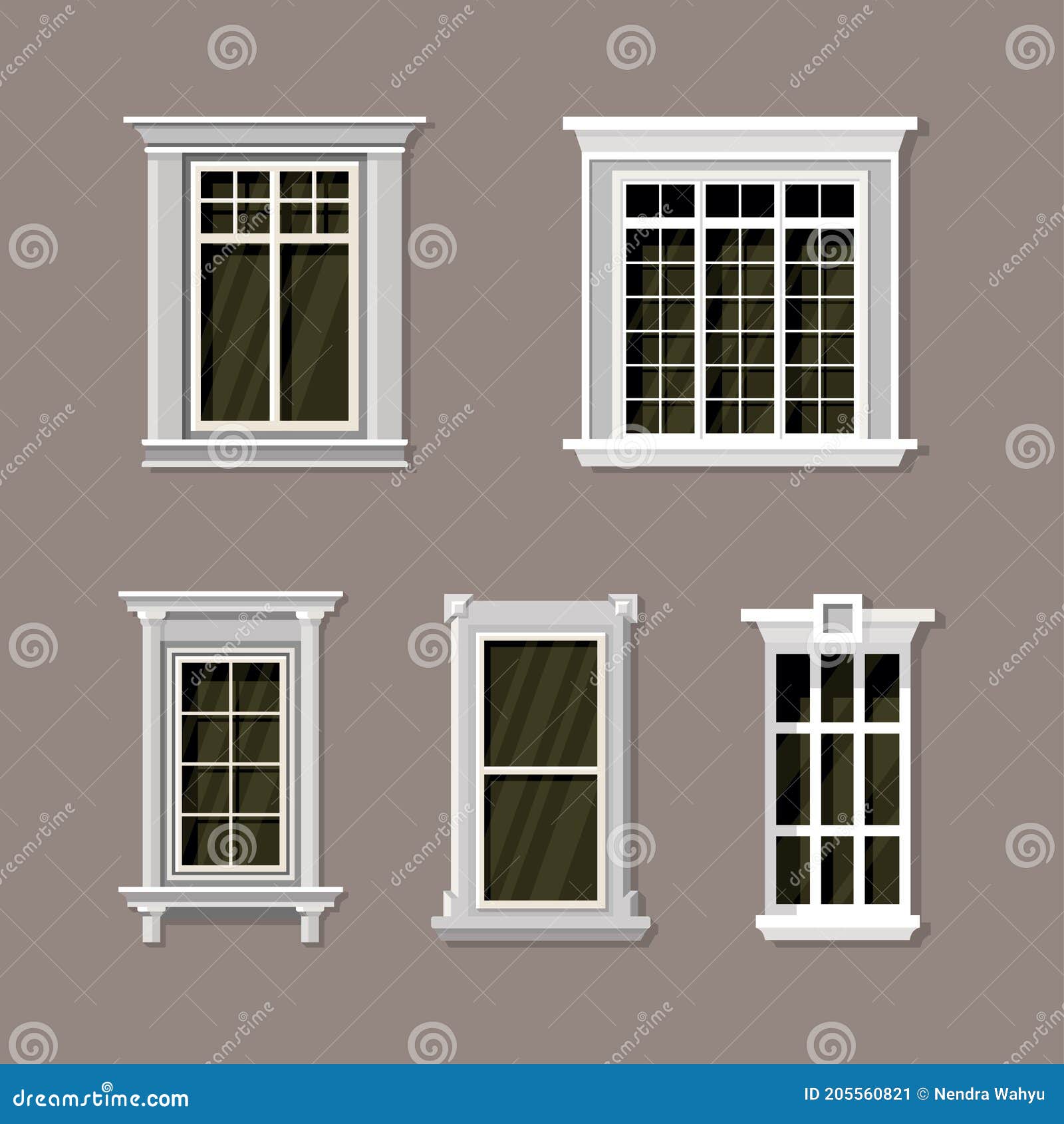 Vector Illustration of Various House Window Designs Set Stock Vector ...