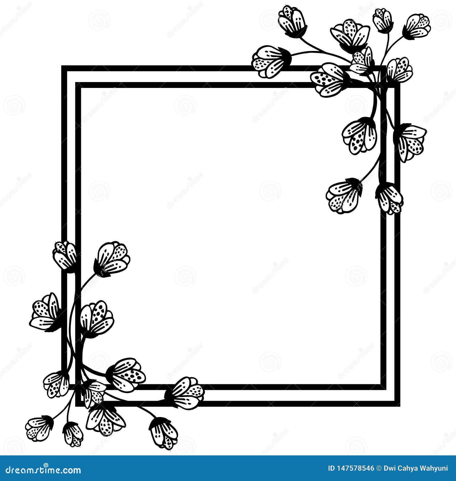 Vector Illustration Various Ornate Flower Frame with Pattern Stock ...