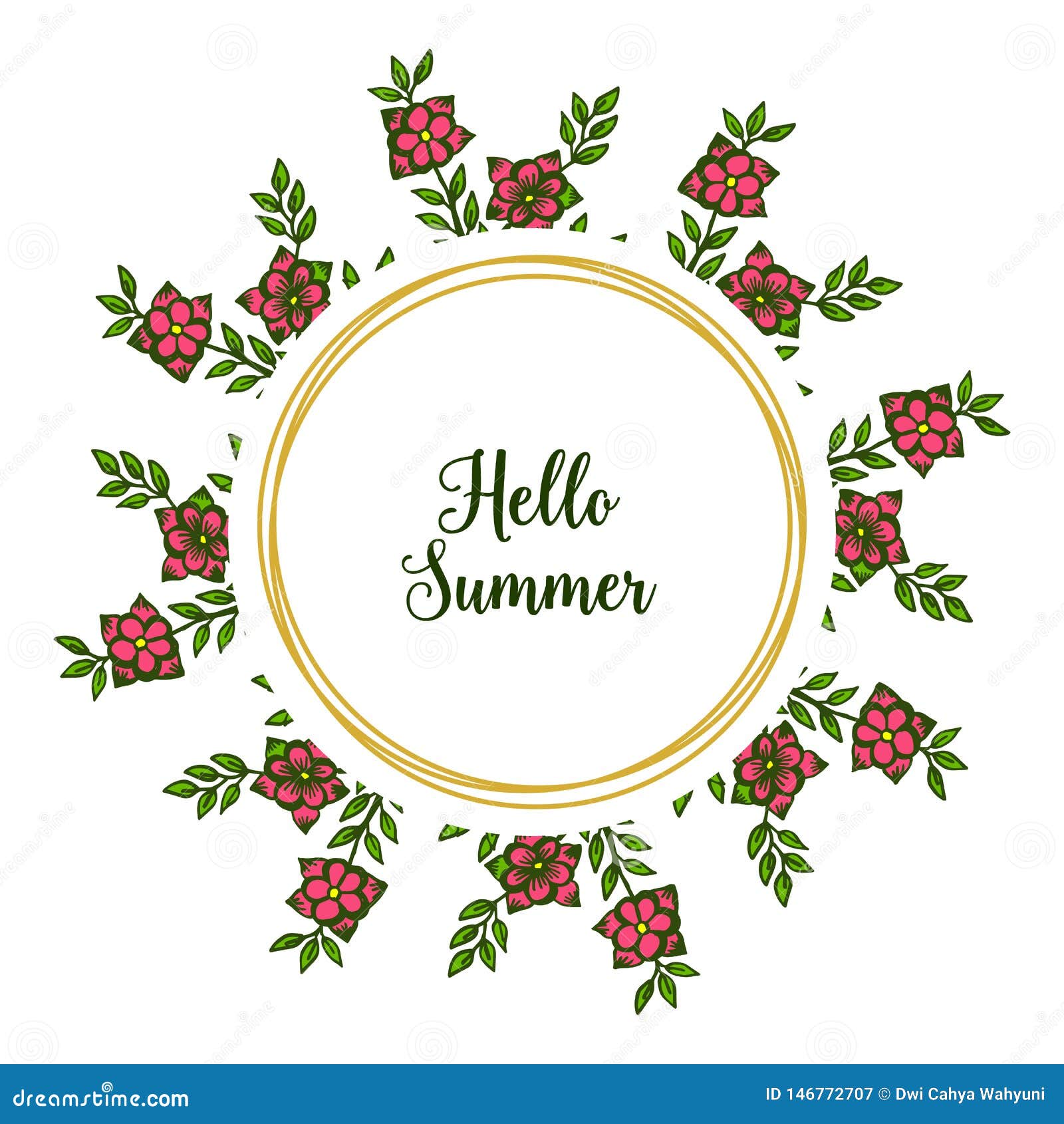 Vector Illustration Various Ornate of Red Flower Frame for Banner Hello ...