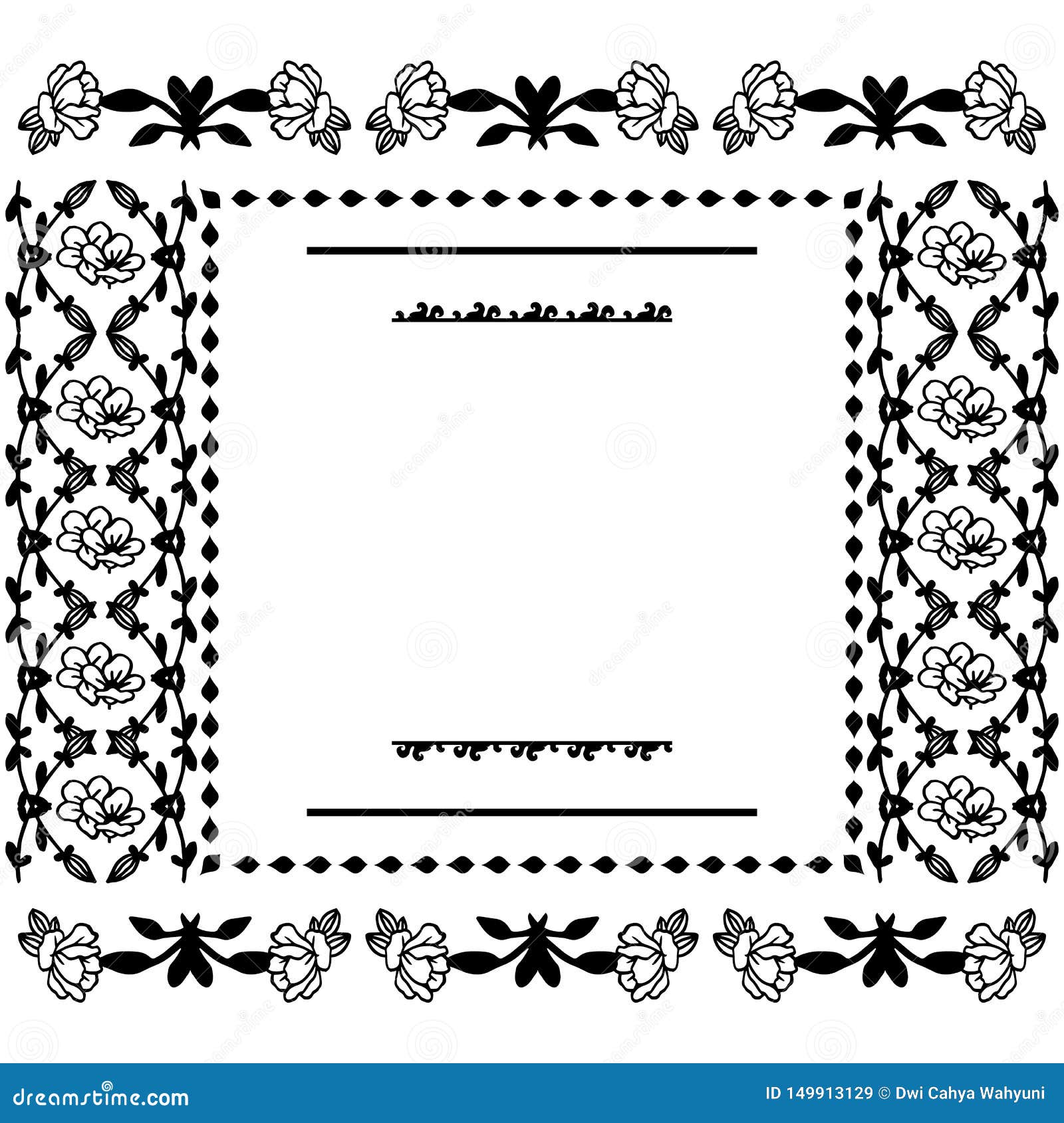 Vector Illustration Various Pattern Flower Frame for Invitation Card ...