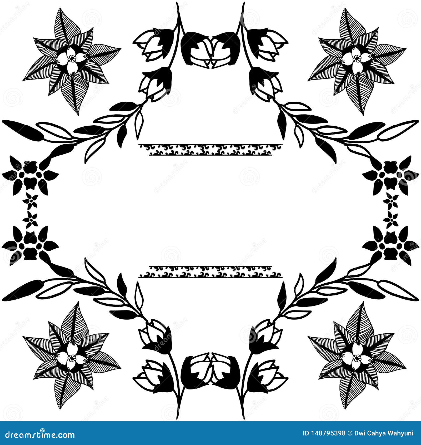 Vector Illustration Various Shape Flower Frame for Invitation Card ...