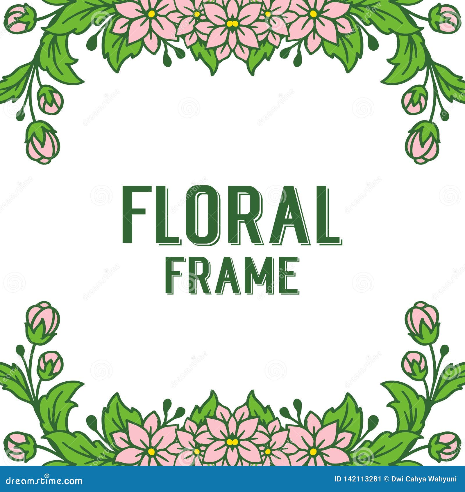 Vector Illustration Various Shape Pink Floral Frame Beautiful Stock ...