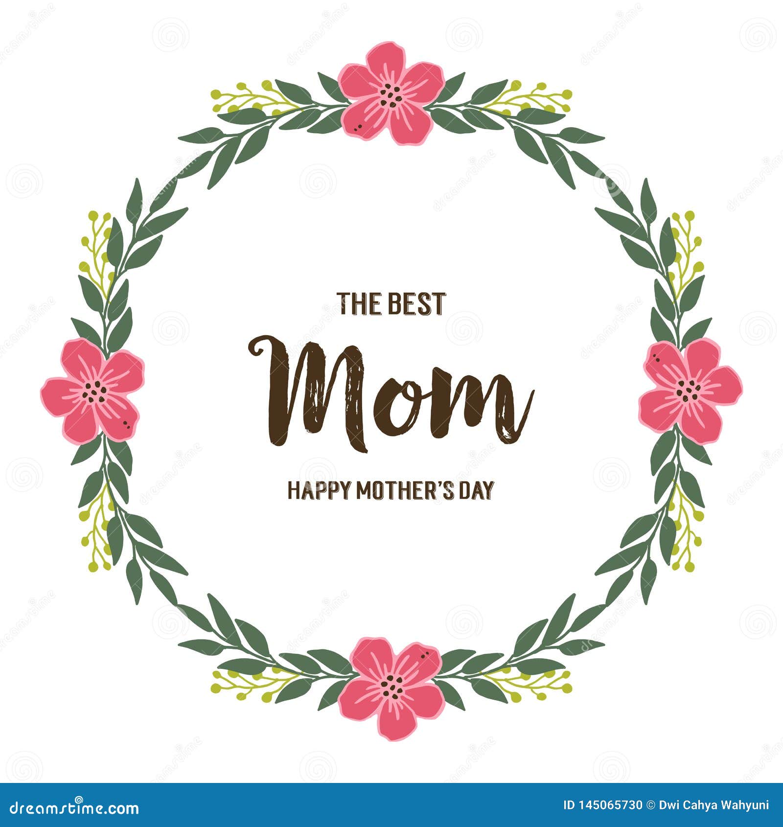 Vector Illustration Various Shape Pink Flower Frame for Mom Template ...