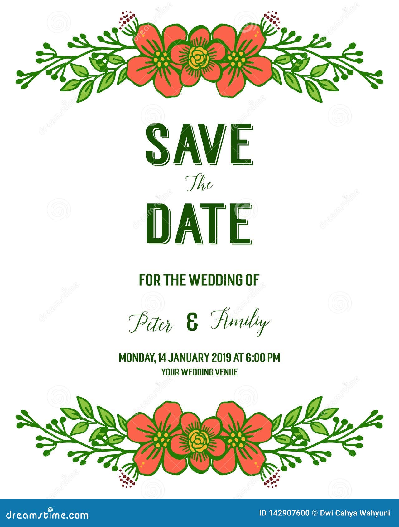 Vector Illustration Various Style Orange Flower Frame for Elegant ...