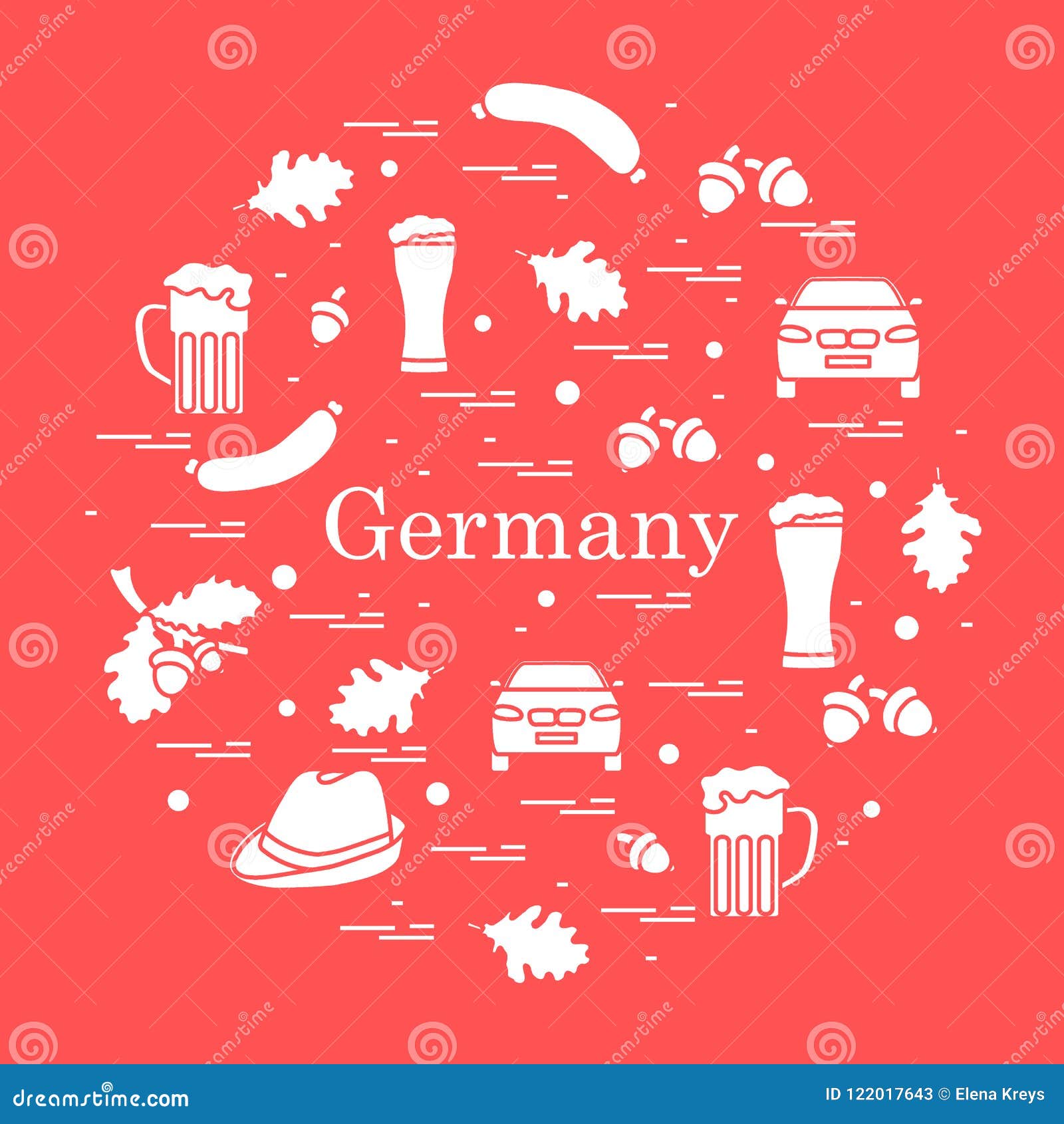 Vector Illustration with Various Symbols of Germany Arranged in Stock ...