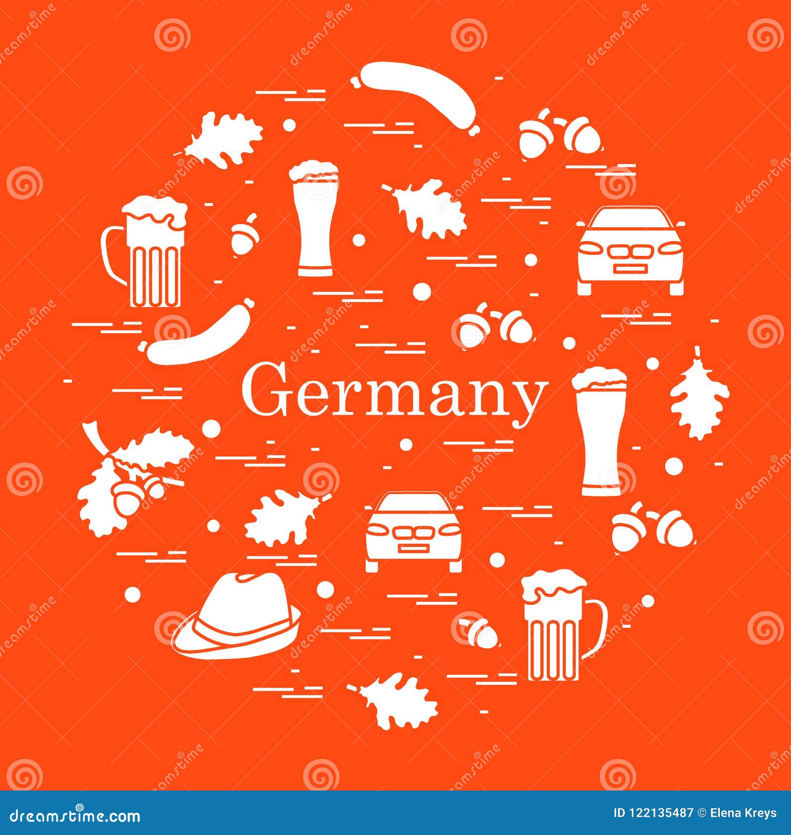 Vector Illustration with Various Symbols of Germany Arranged in Stock ...