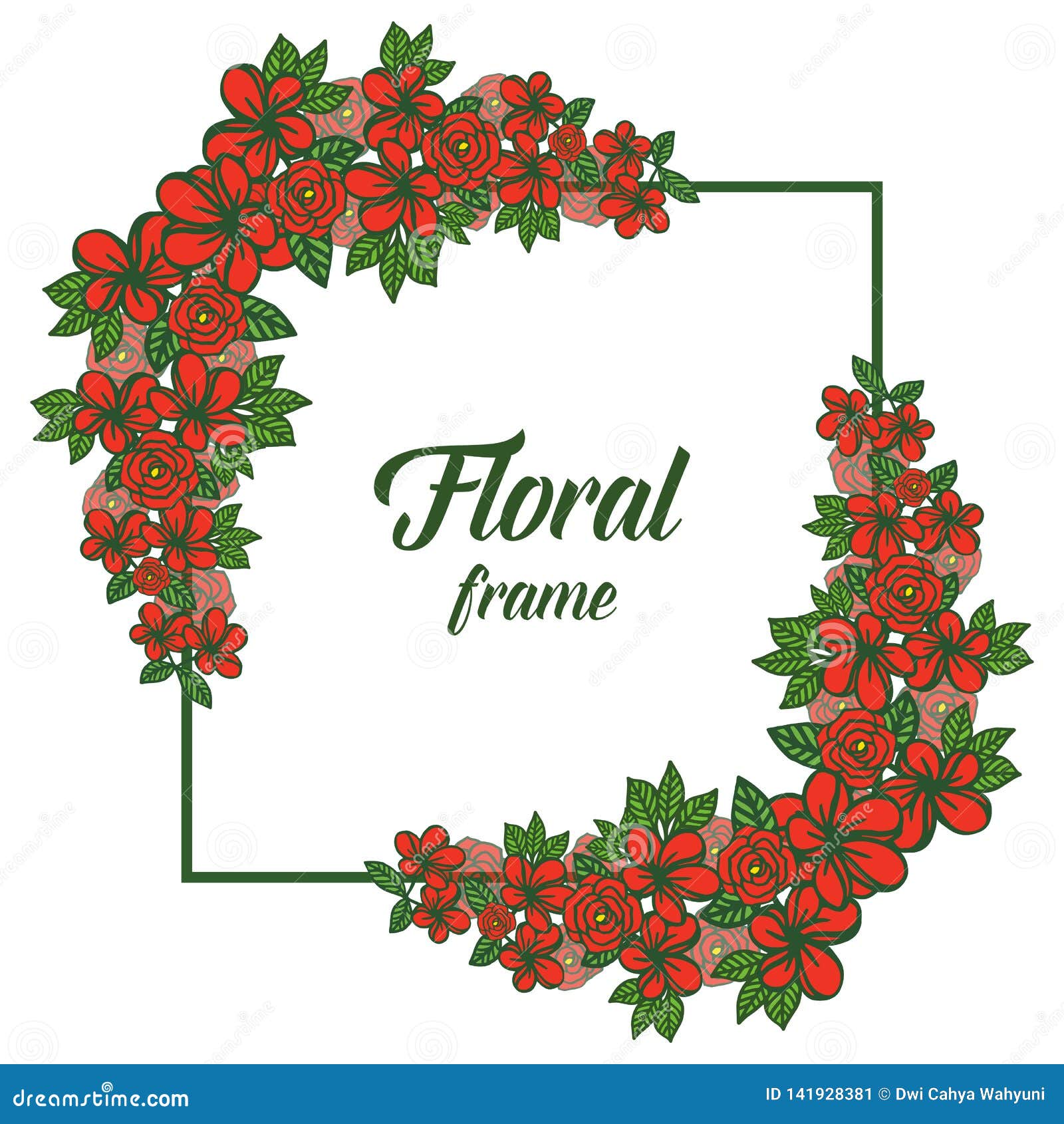 Vector Illustration Various Texture Red Floral Frame Stock Vector ...