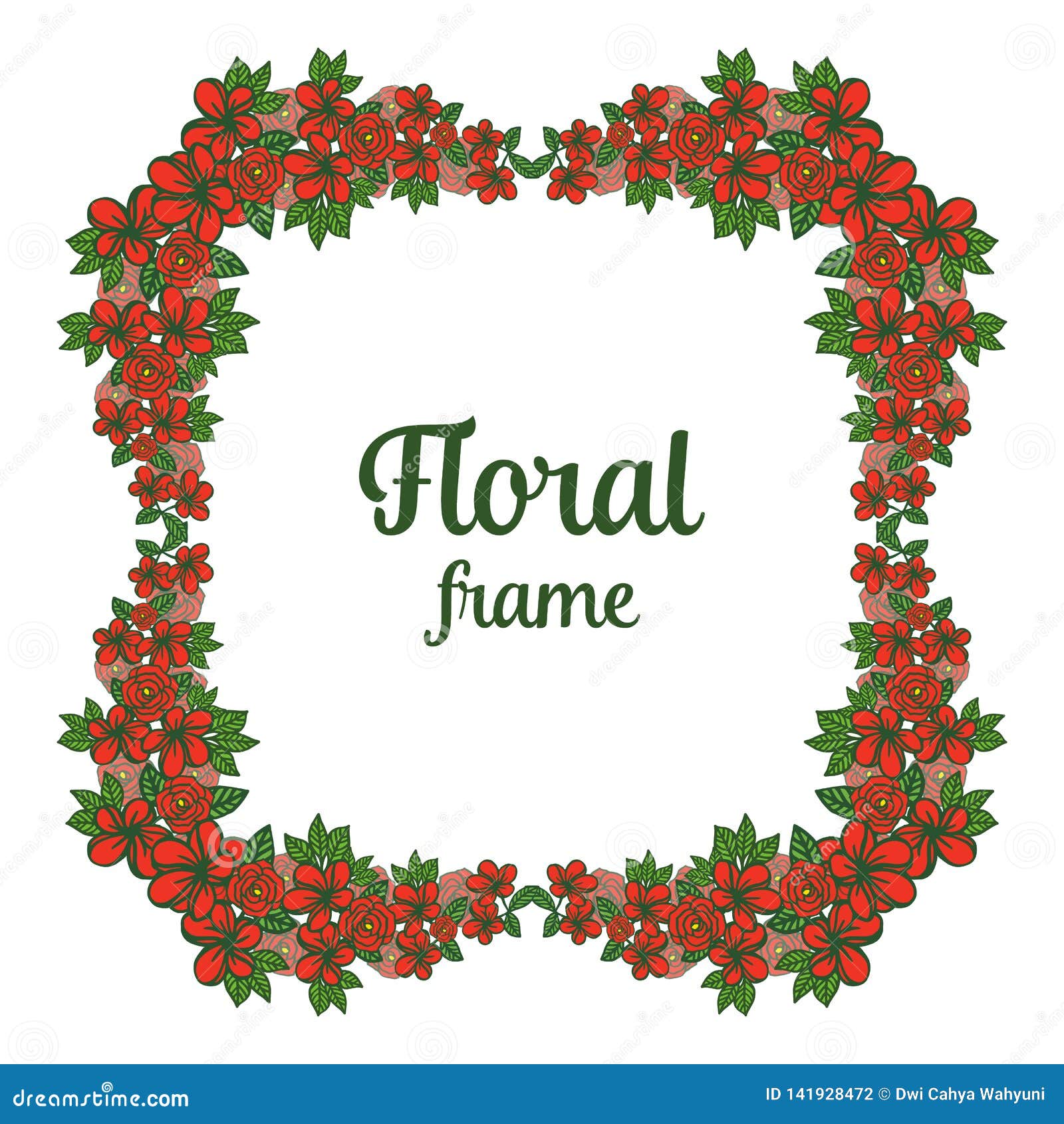 Vector Illustration Various Texture Red Floral Frame Stock Vector ...