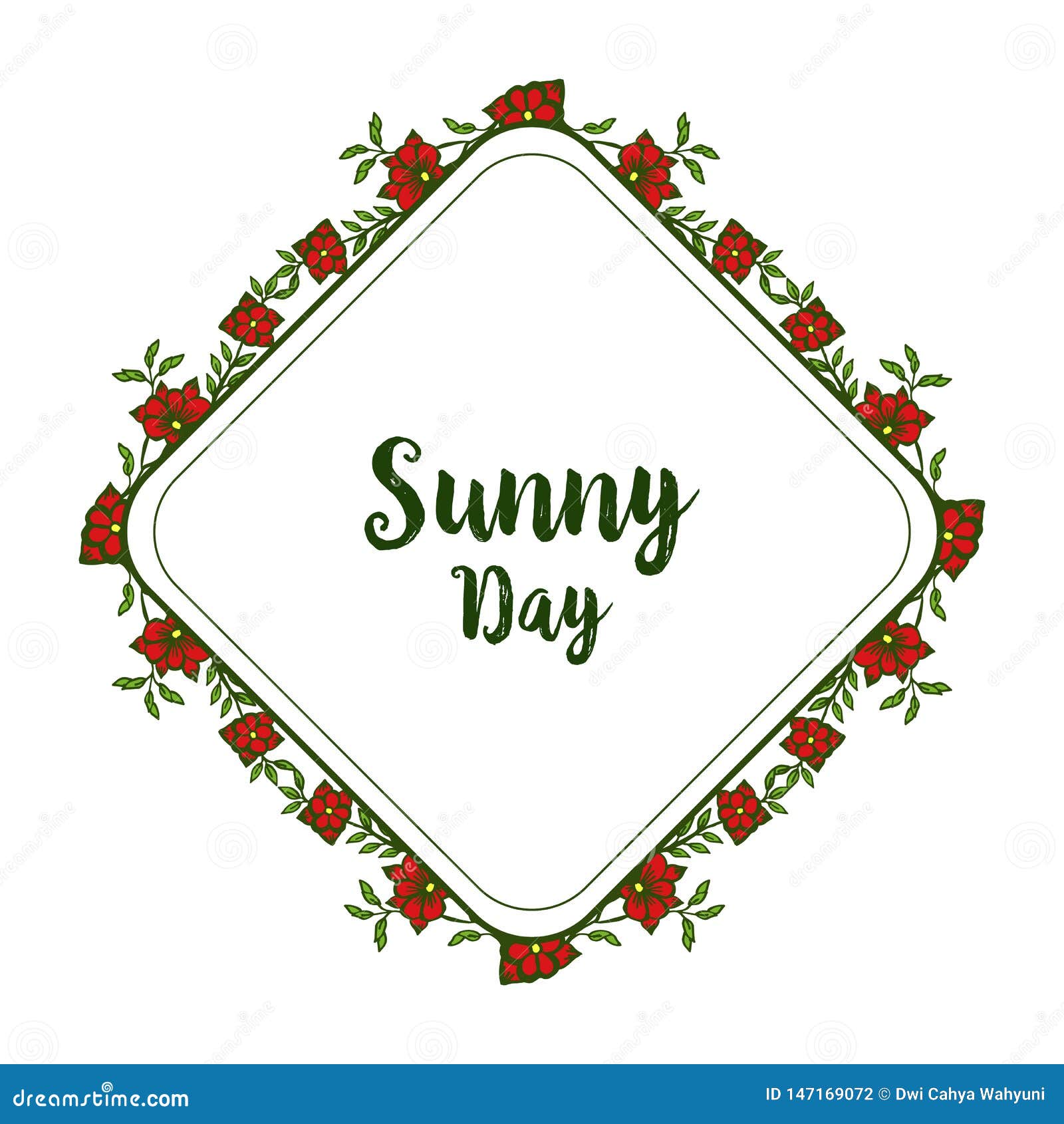Vector Illustration Various Writing Sunny Day for Design Flower Frame ...