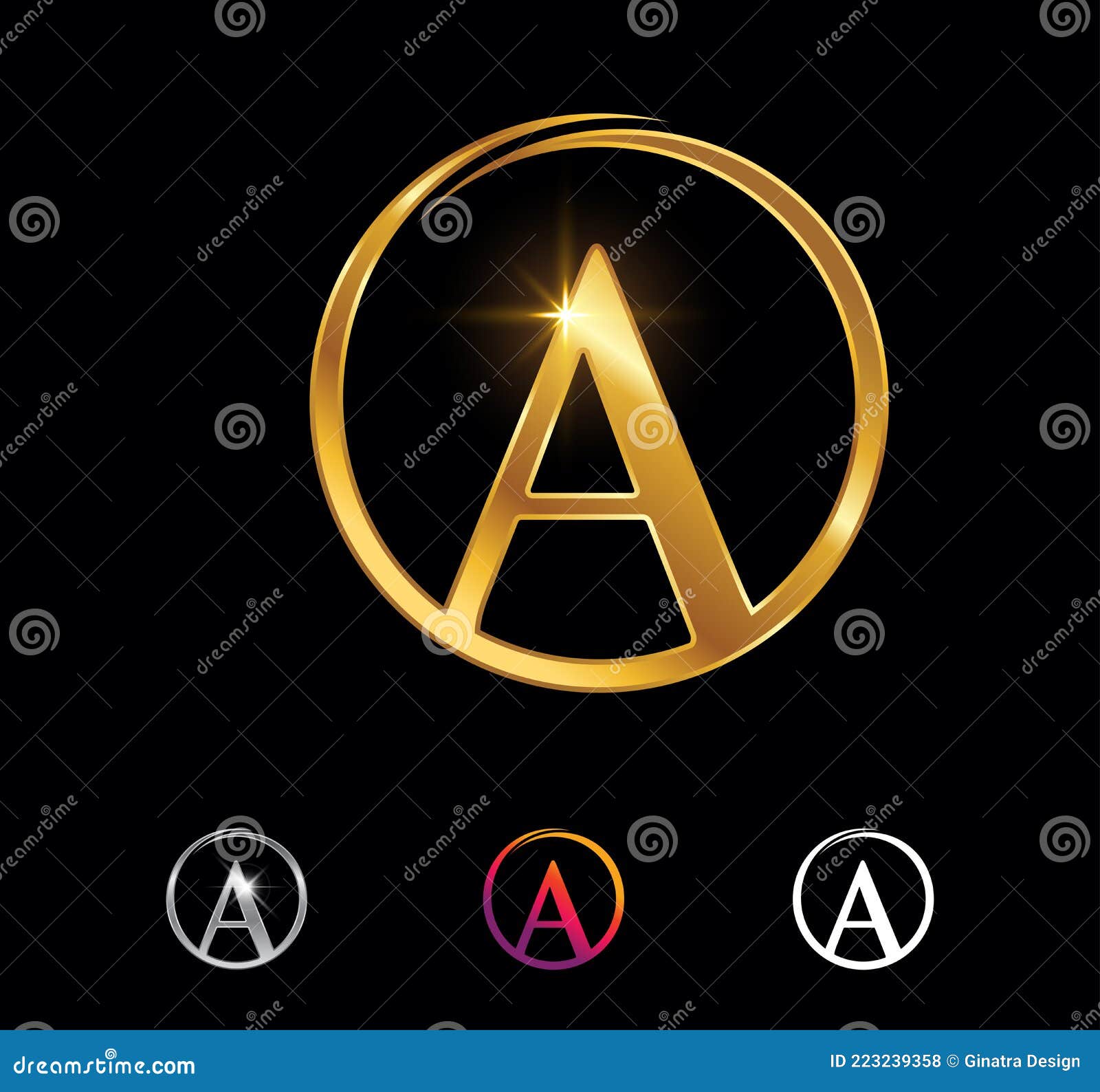 Golden Monogram Circle Initial Letter a Stock Vector - Illustration of ...