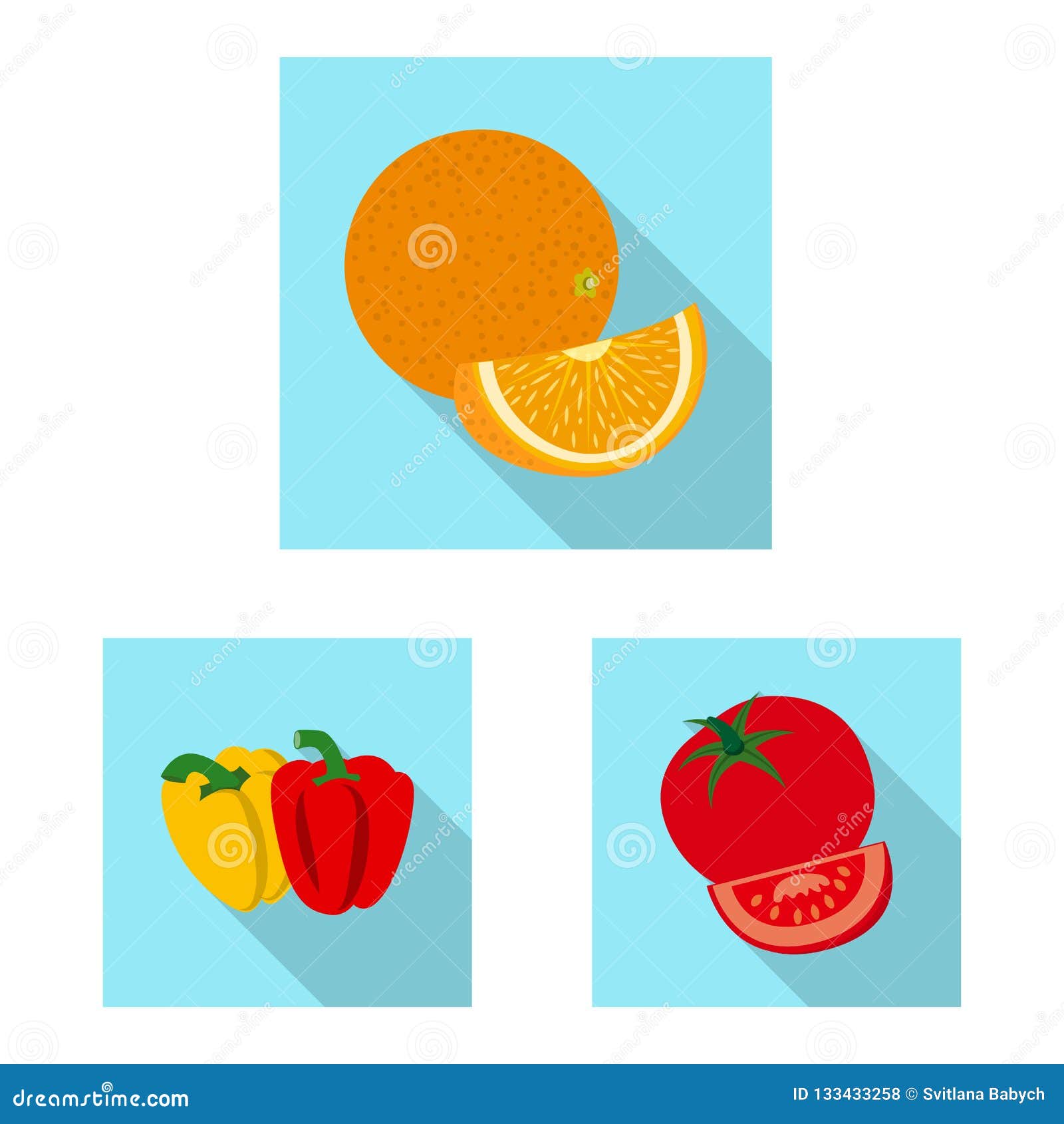 Vector Design of Vegetable and Fruit Sign. Set of Vegetable and ...