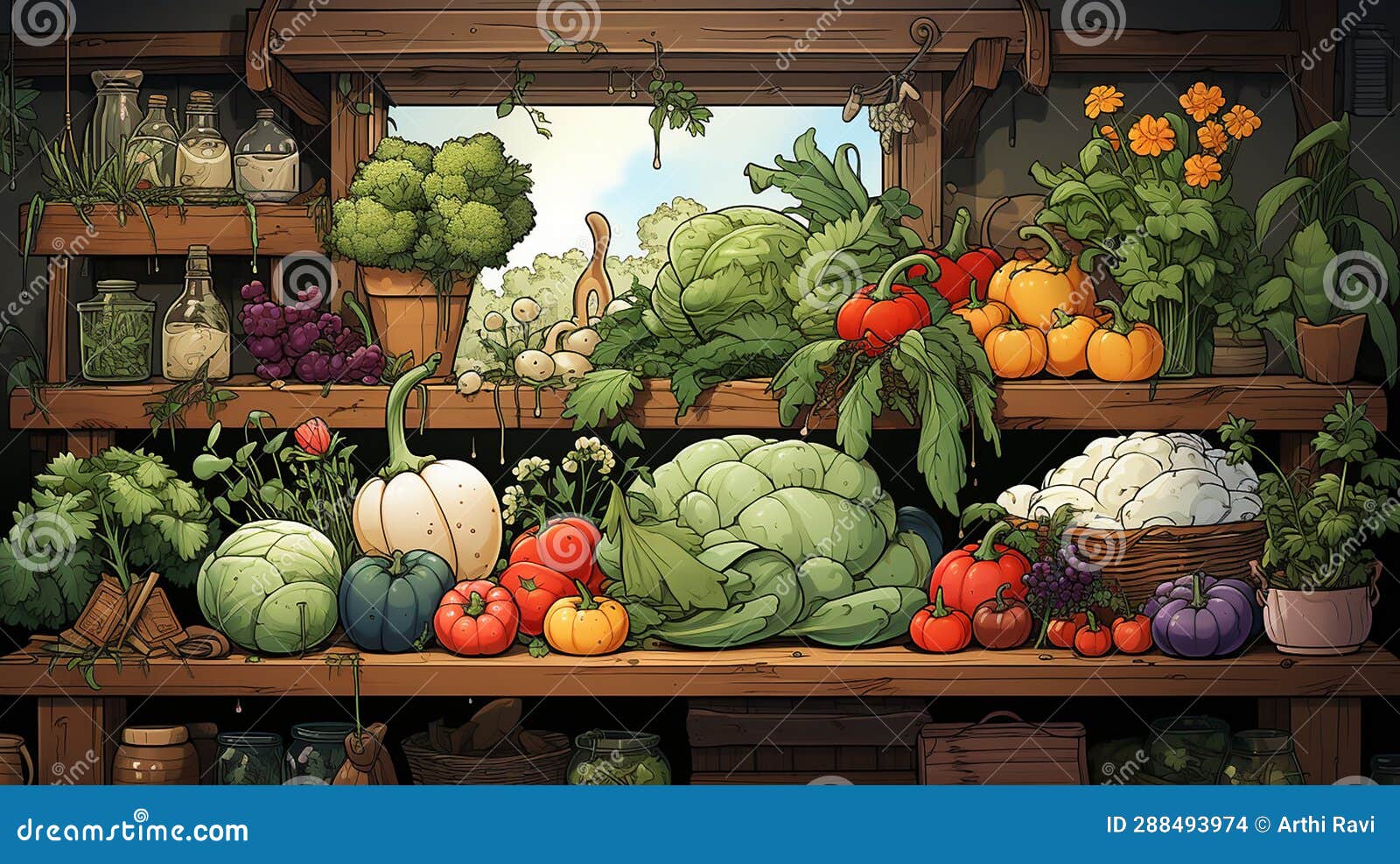 Vector Illustration of a Vegetable Store Stock Illustration ...