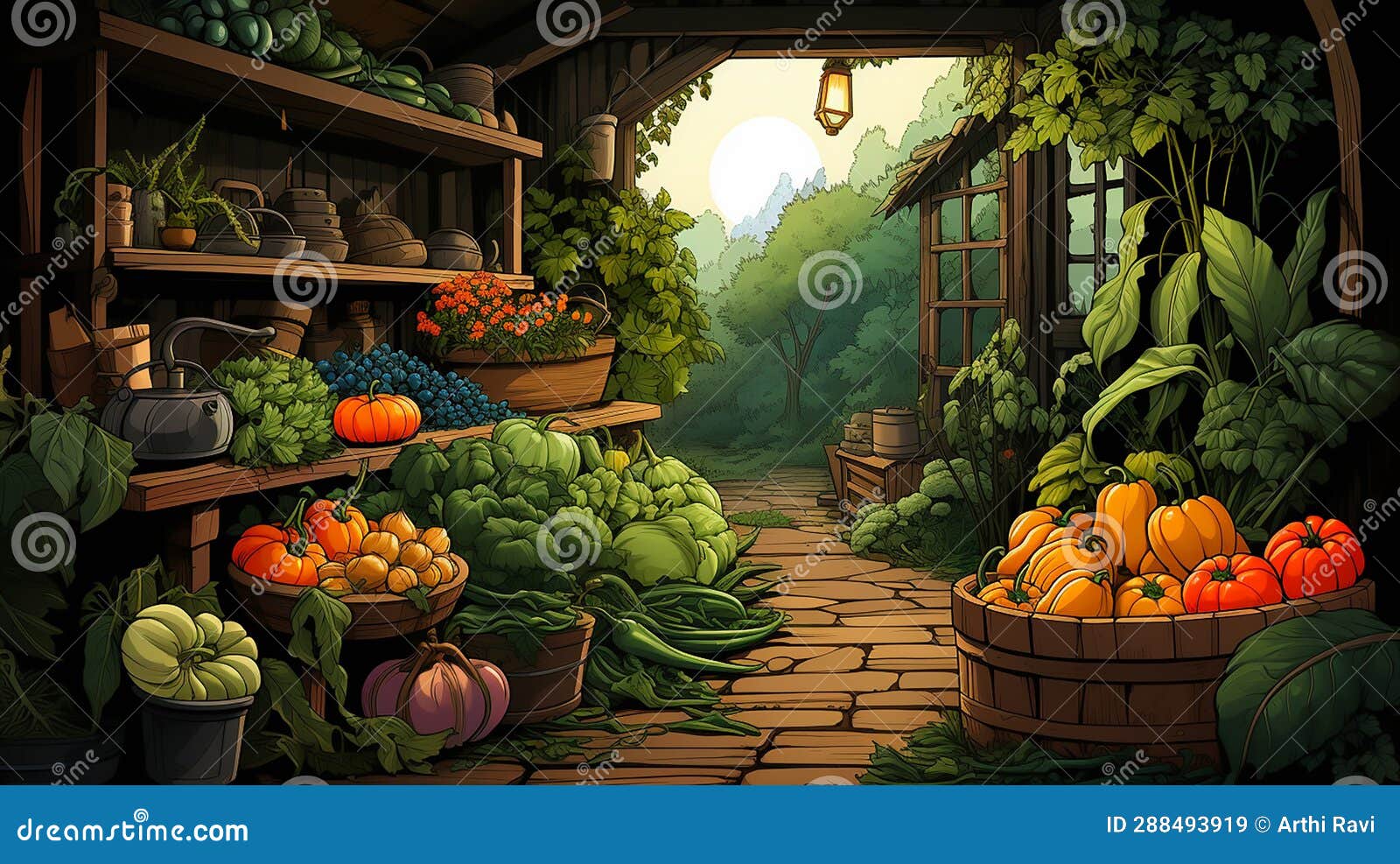 Vector Illustration of a Vegetable Store Stock Illustration ...